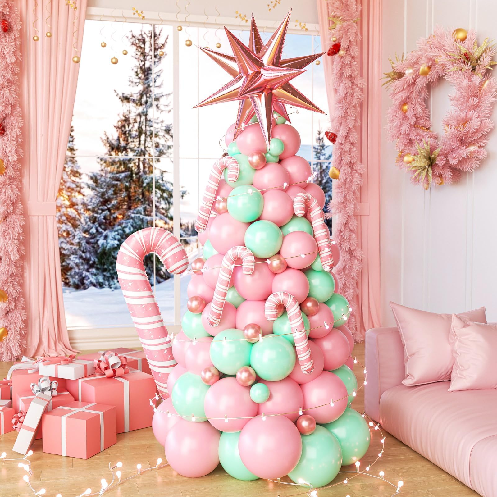 Amazon.com: 135pcs Pink Christmas Balloon Garland Arch Kit, Pink ...