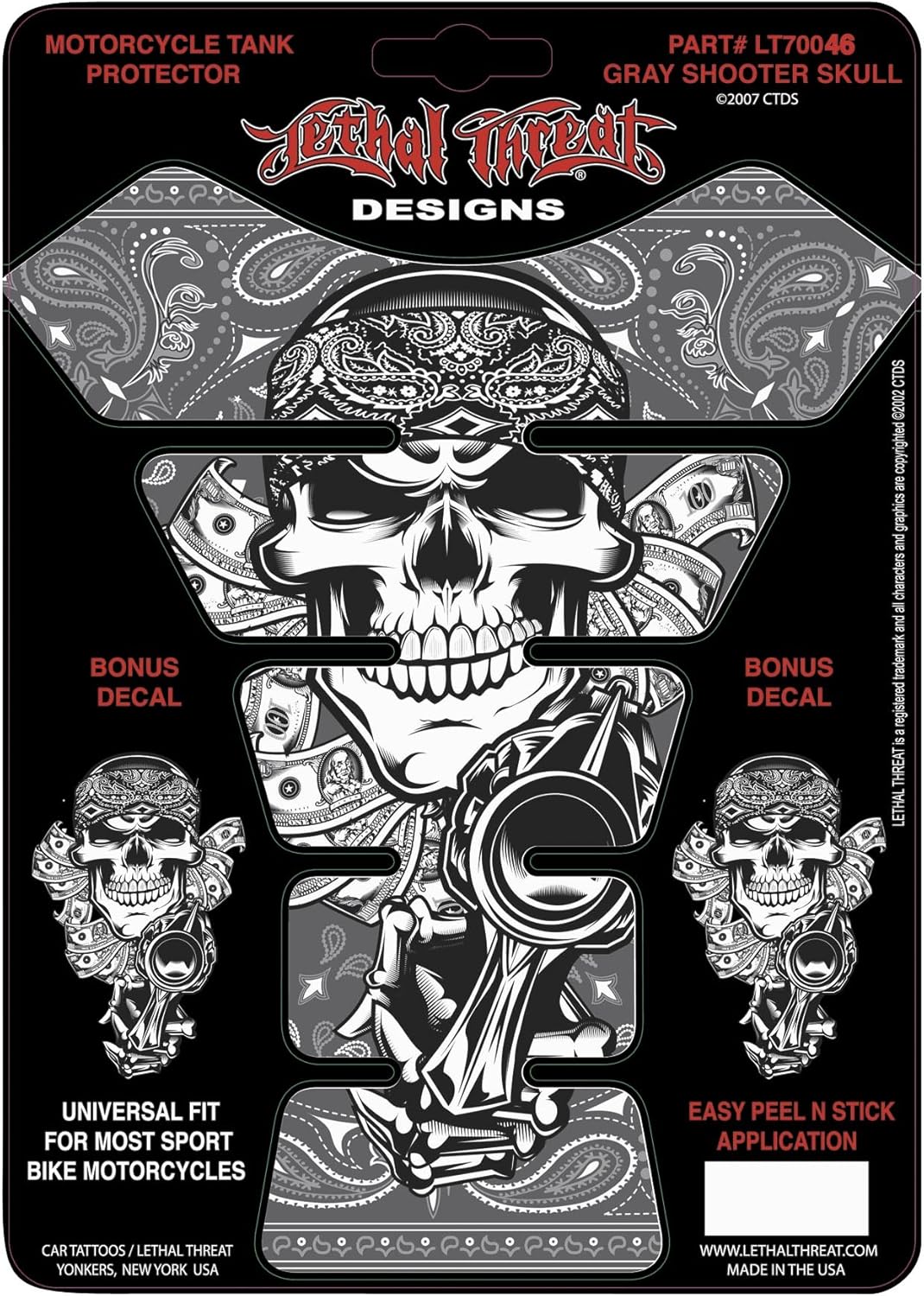 Amazon.com: Lethal Threat YSLT70046 Gray Money Skull Tank Pad for All ...