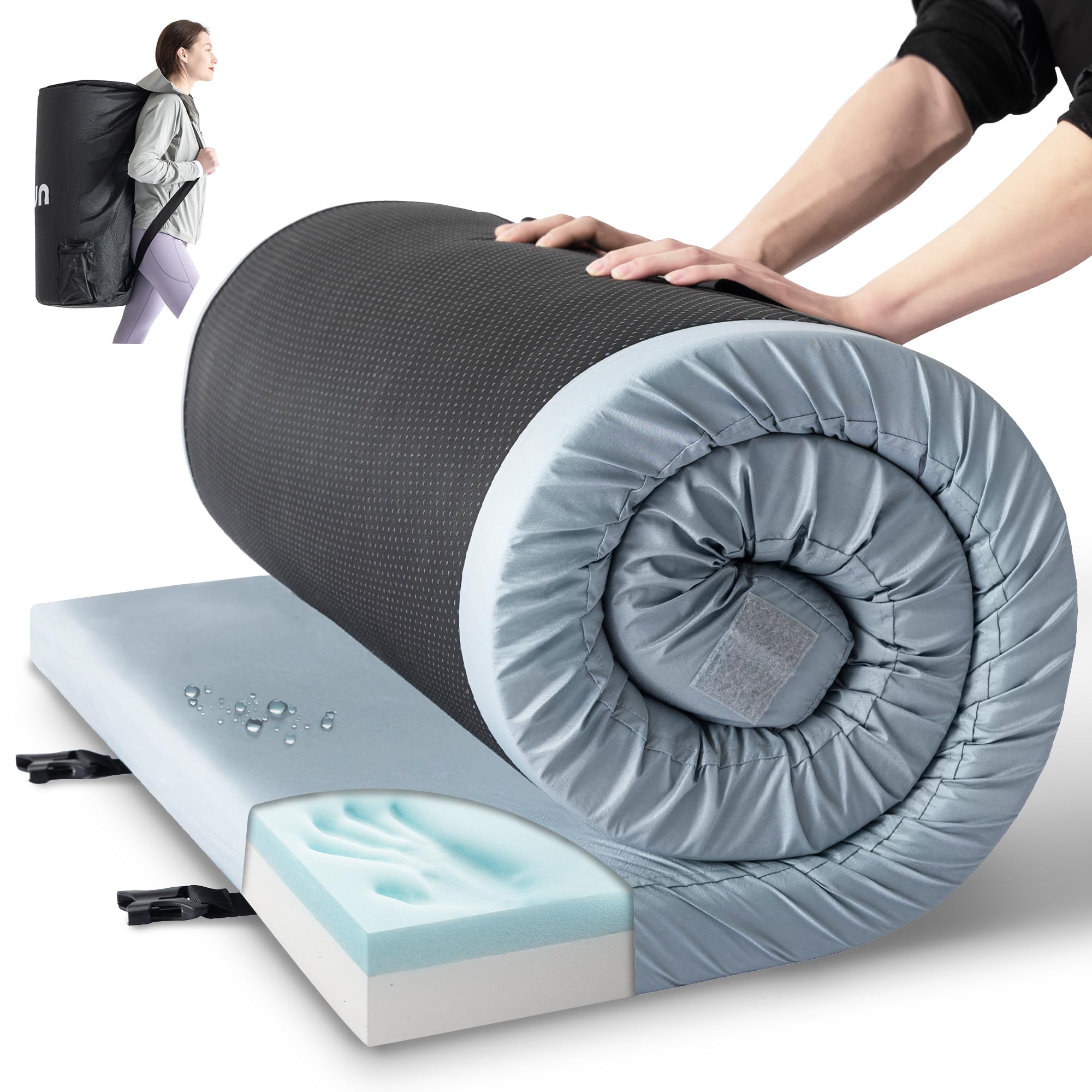 Kingfun Memory Foam Camping Sleeping Pad, CertiPUR-US Camping Mattress ...