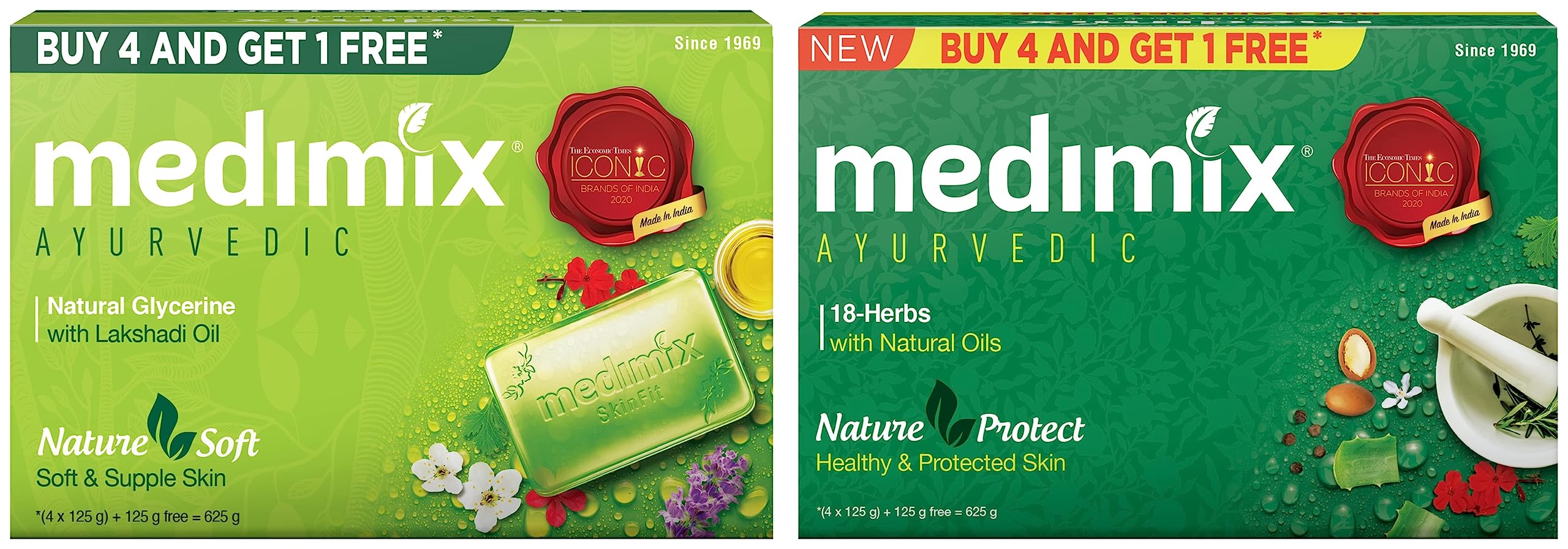 Buy Medimix Ayurvedic Classic 18 Herbs Soap, 125 g (4 + 1 Offer Pack ...