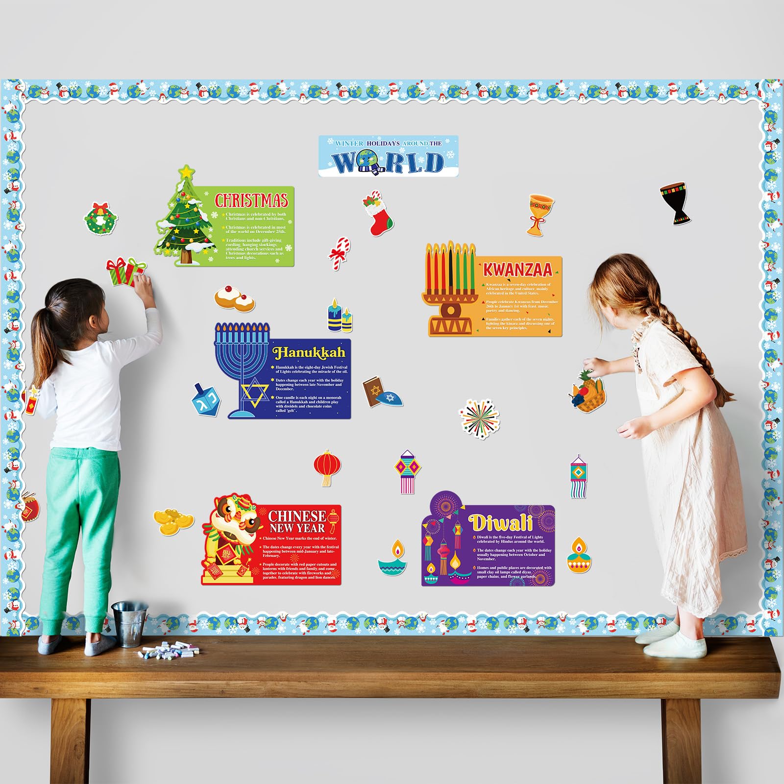 Snapklik.com : Winter Bulletin Board Set Winter Holidays Around The ...