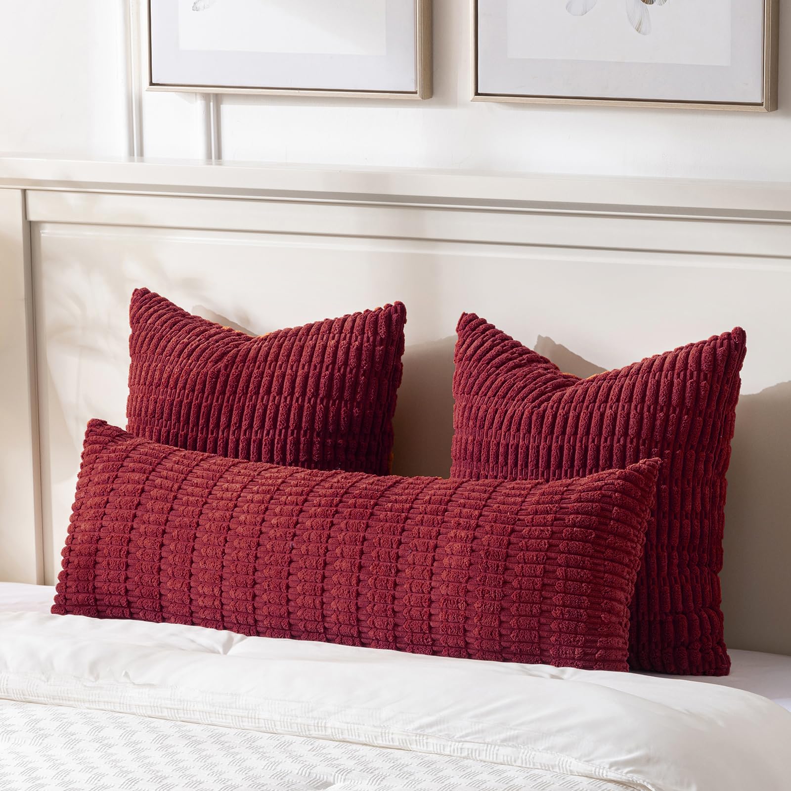 Amazon.com: Fancy Homi 1 Pack Burgundy Long Body Lumbar Decorative ...