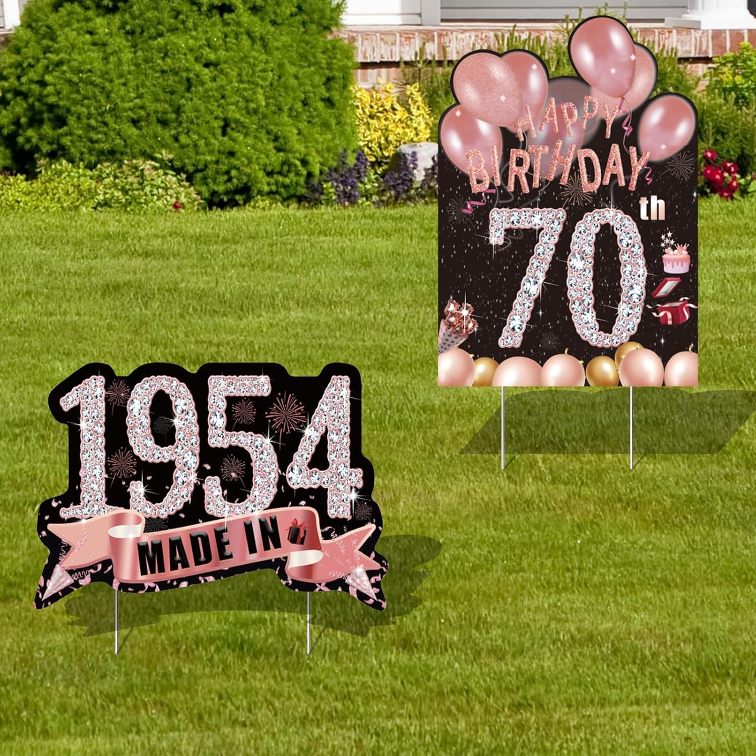 Amazon.com : 2pcs 70th Birthday Decorations for Women,Rose Gold Happy ...
