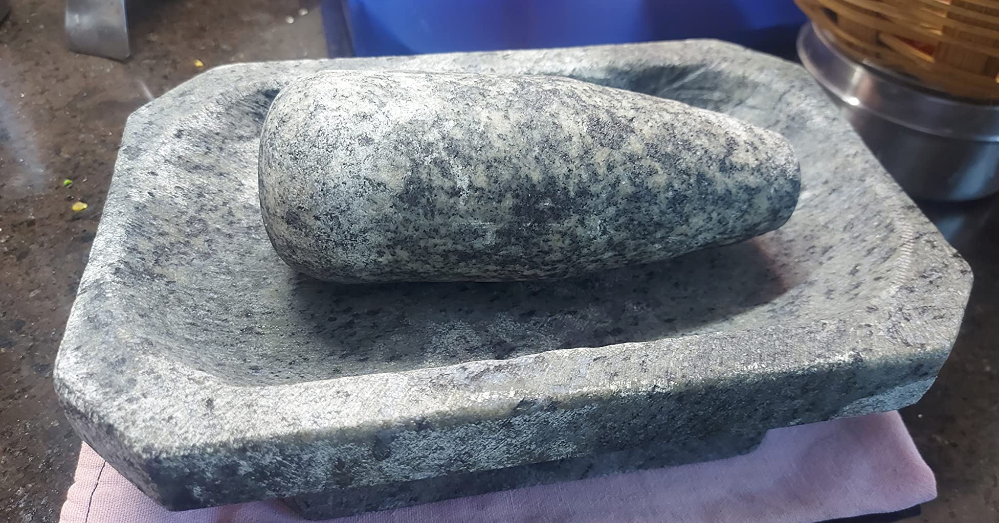 EZAHK Kalvam Grinding Stone for Herbs Heavy Duty Mortar and Pestle (8 x ...