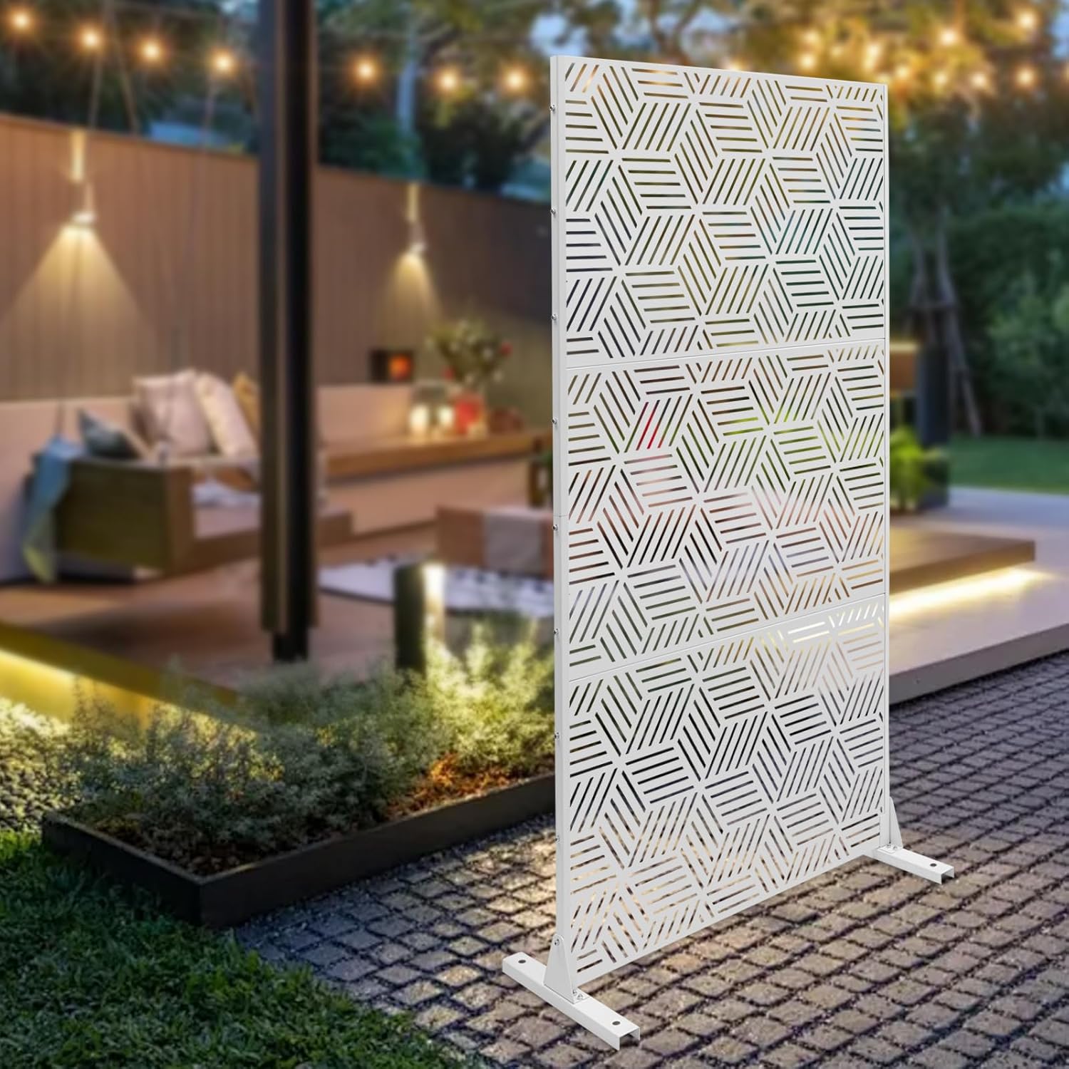 Amazon.com : Bokknppo Outdoor Privacy Screen Metal Decorative Fence ...