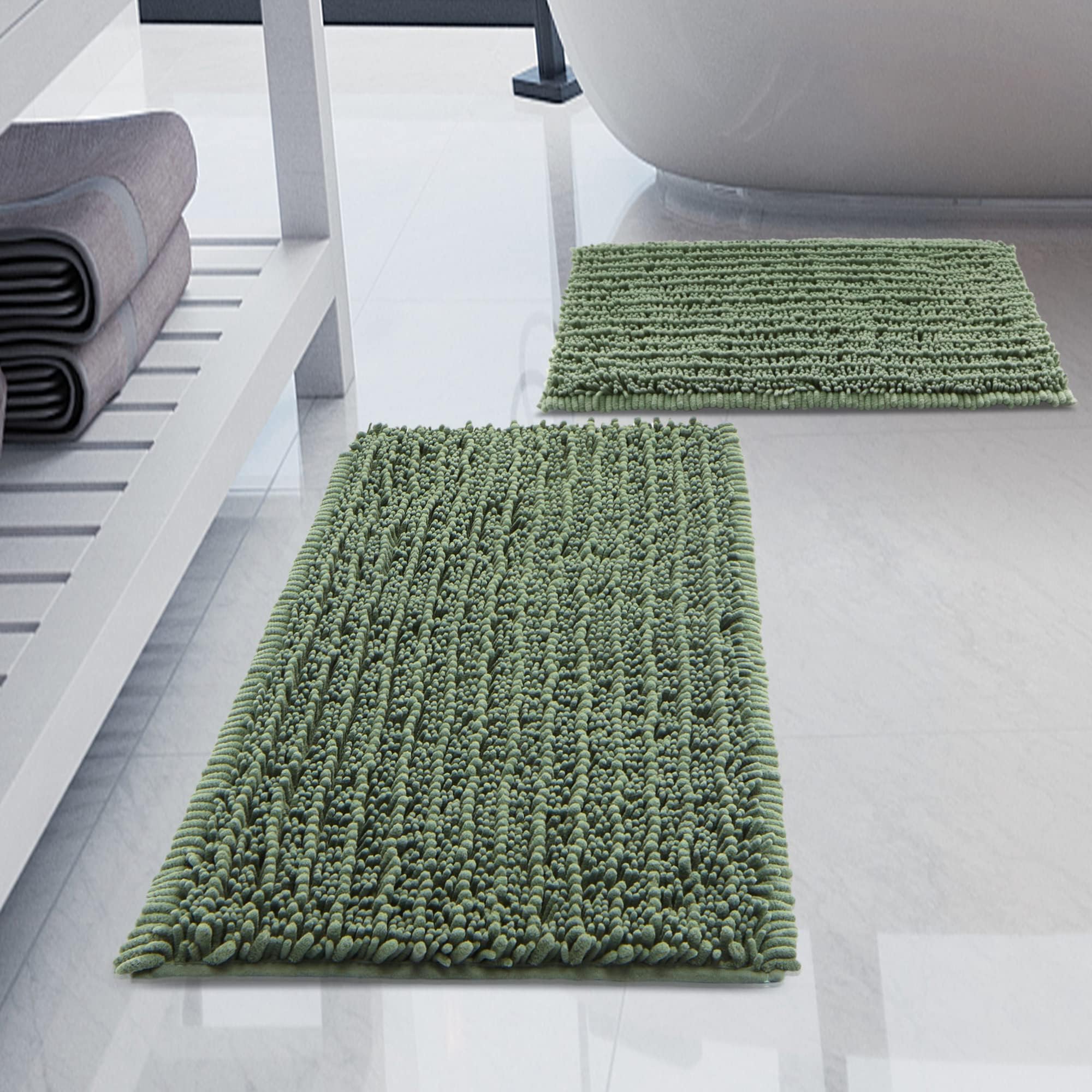 Amazon.com: FRESHMINT Stripe Chenille Bathroom Rugs Set 2 Piece 17"x24 ...