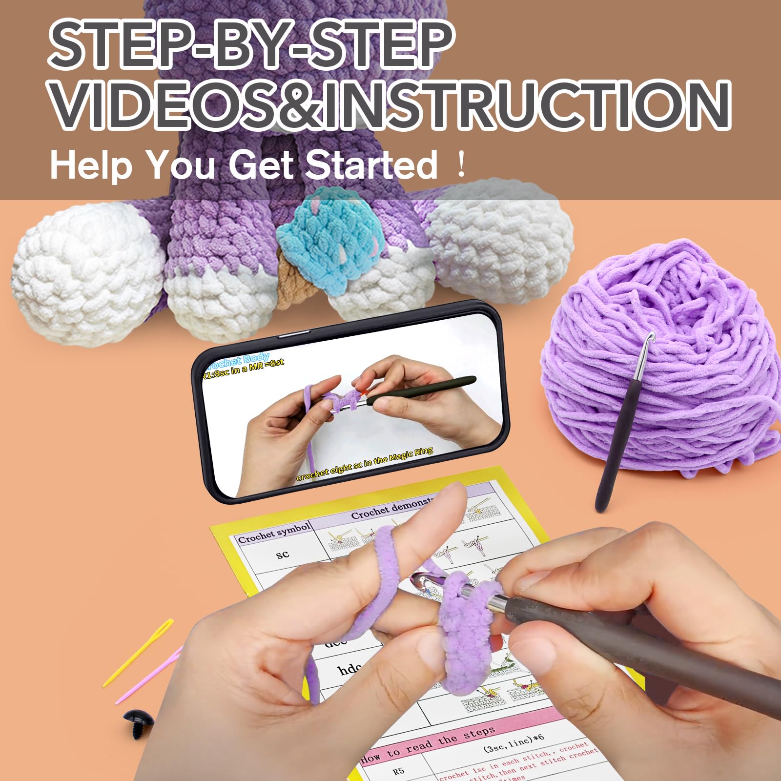 Beginner Crochet DetFinns Crochet Kit For Beginners - Hippo Amigurumi ...
