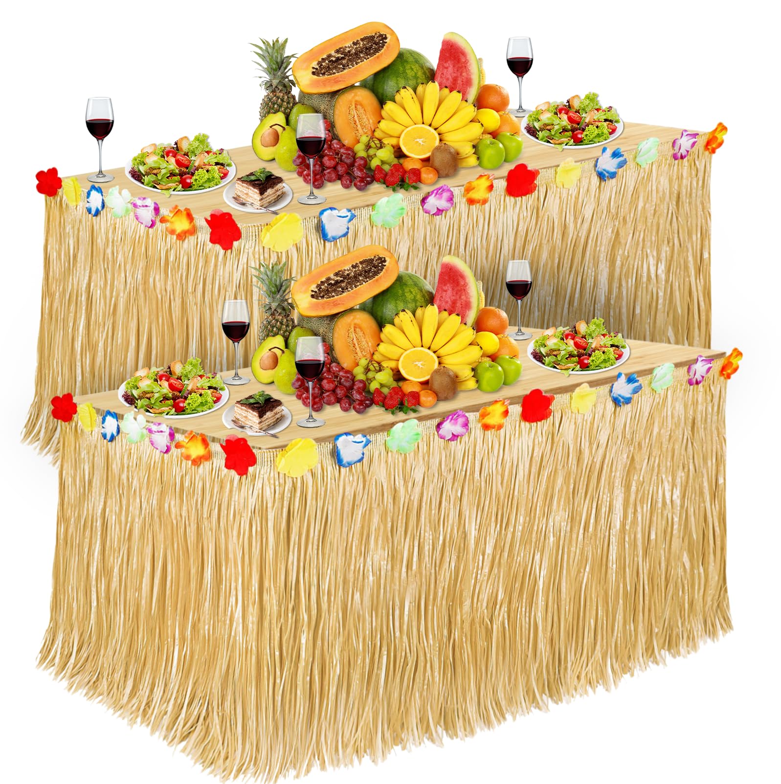 Amazon.com: Luau Grass Table Skirt for Tropical Hawaiian Luau Party ...