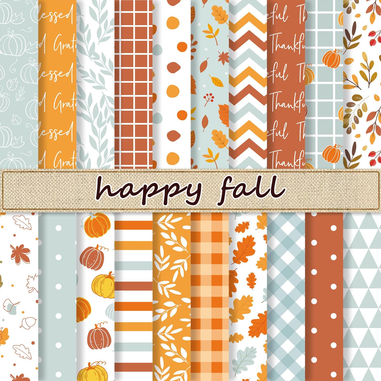 Amazon.com : Whaline 60 Pcs Fall Pattern Paper Autumn Leaves Pumpkin ...