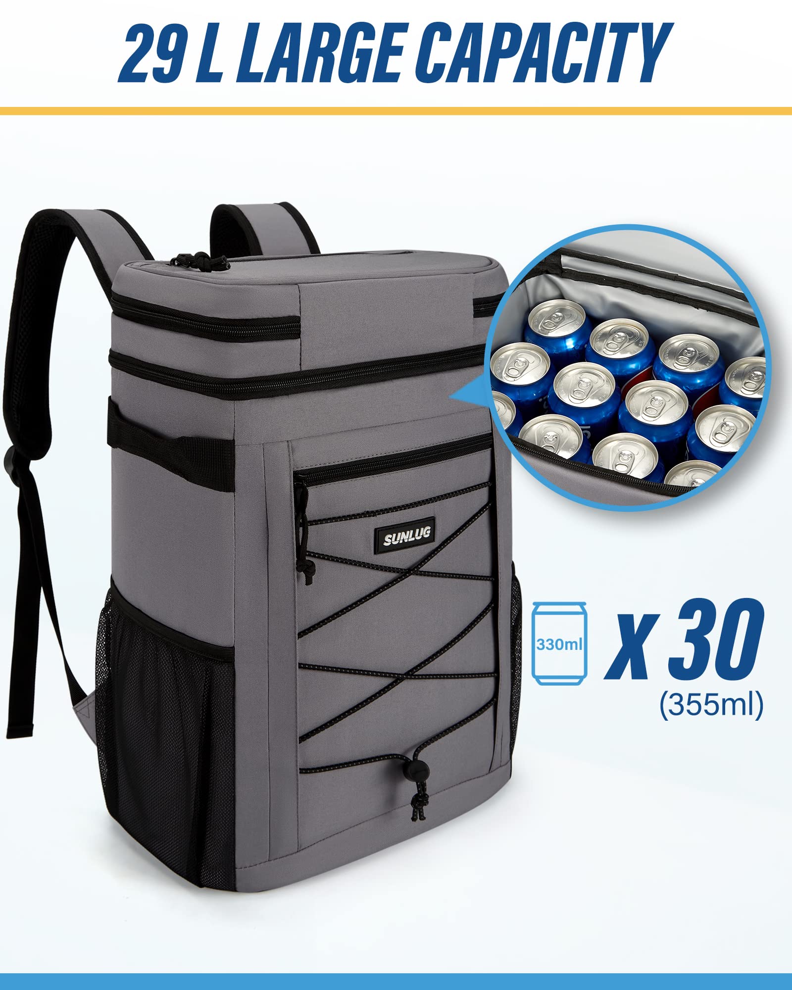 Snapklik.com : SUNLUG Cooler Backpack 30 Cans Large Backpack Cooler ...