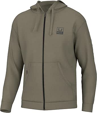 HUK MEN Huk'd Up Logo Full Zip, Fleece Jacket With Stretch Sweatshirt ...
