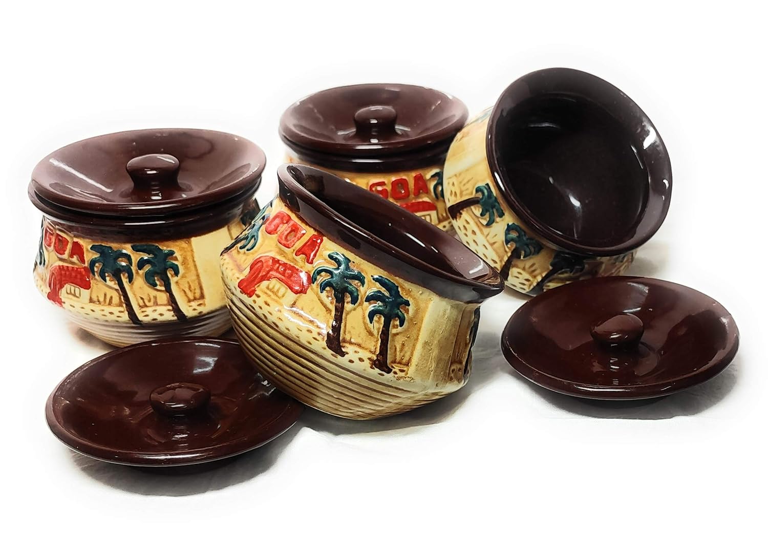 swadeshi enterprises Ceramic Handi Jars Set of 4(300 ML) Containers for ...