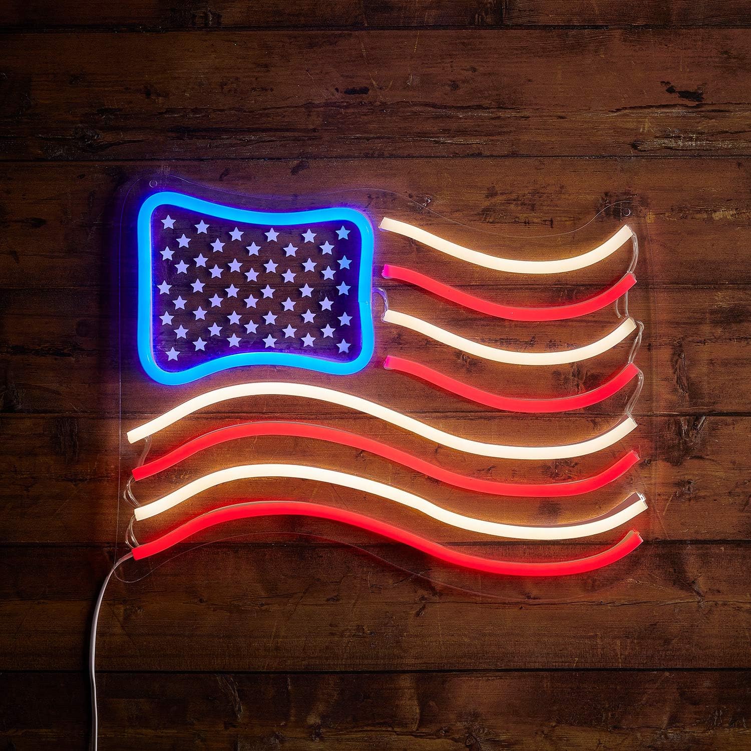 Amazon.com : Lights4fun, Inc. 13.5” American Flag Neon LED Light Up ...