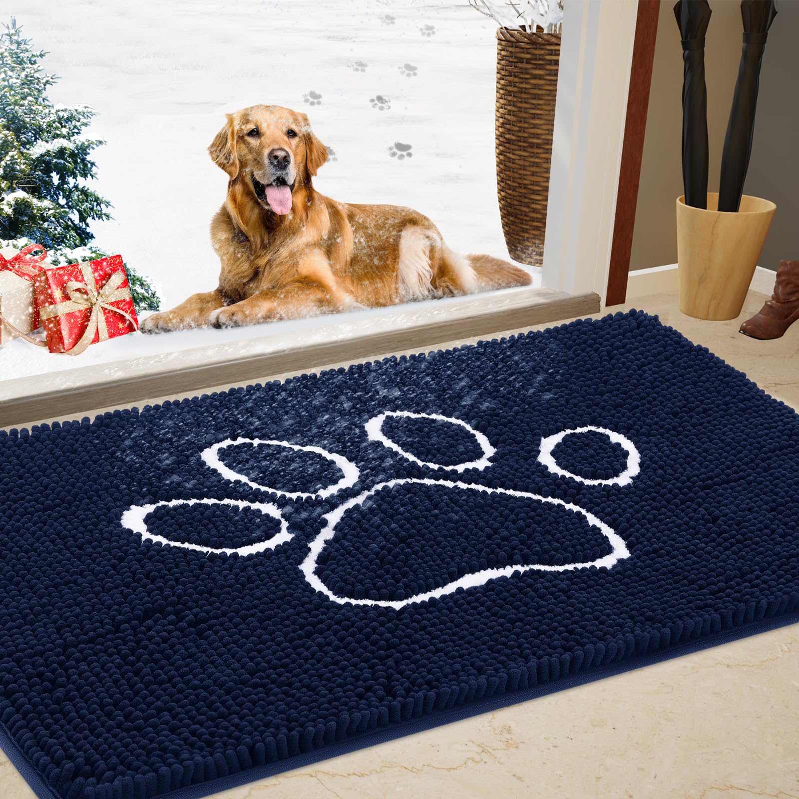 Amazon.com: Dog Door Mat for Muddy Paws, Pet Rug Chenille Absorbent ...