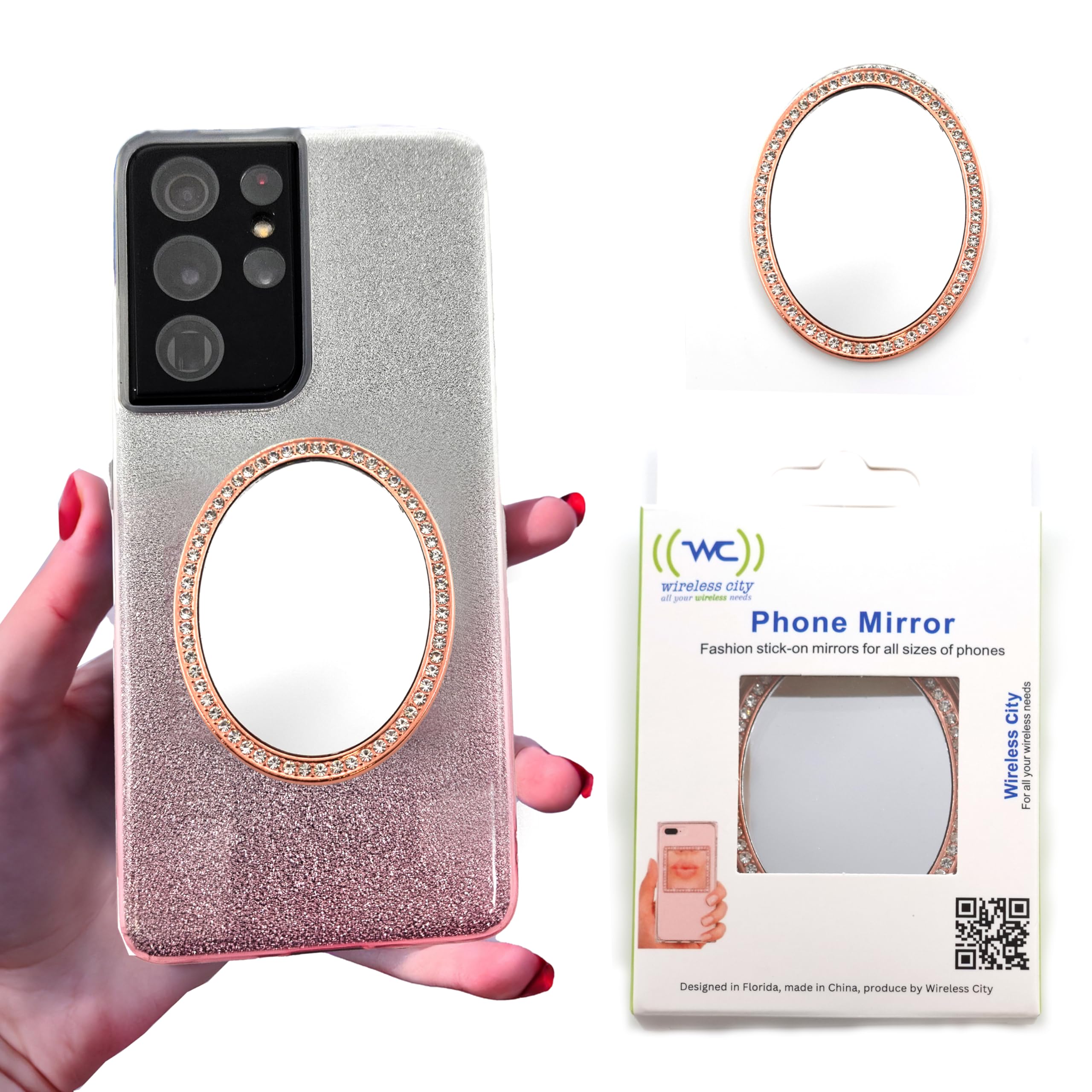 Amazon.com: Wireless City Diamond Bling Makeup Mirror for Cell Phone ...