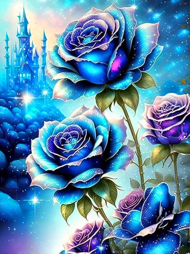 Amazon.com: mrpwnle Rose Diamond Art Painting Kits for Adults, Flowers ...