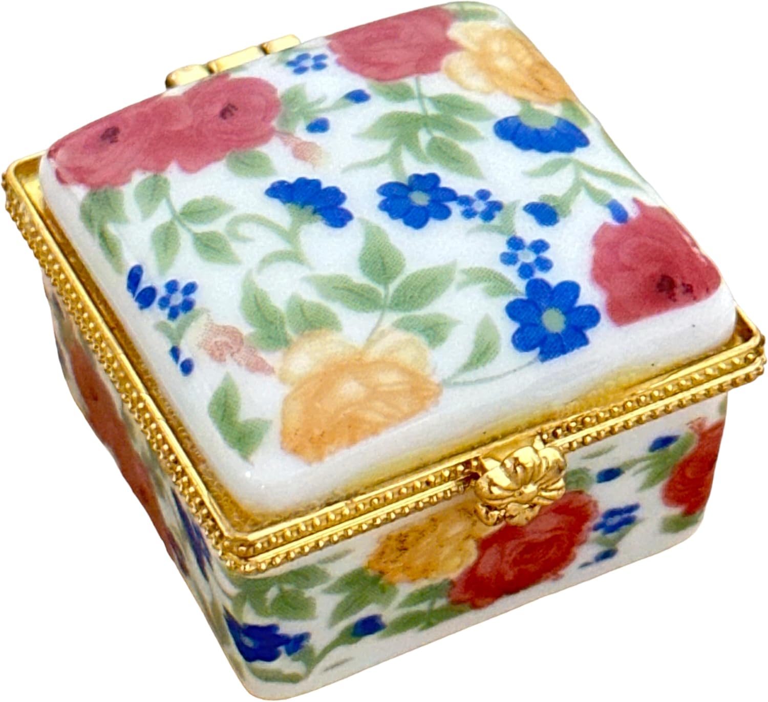 Amazon.com: Tiny Square Porcelain Trinket Box | Flowering Meadows ...