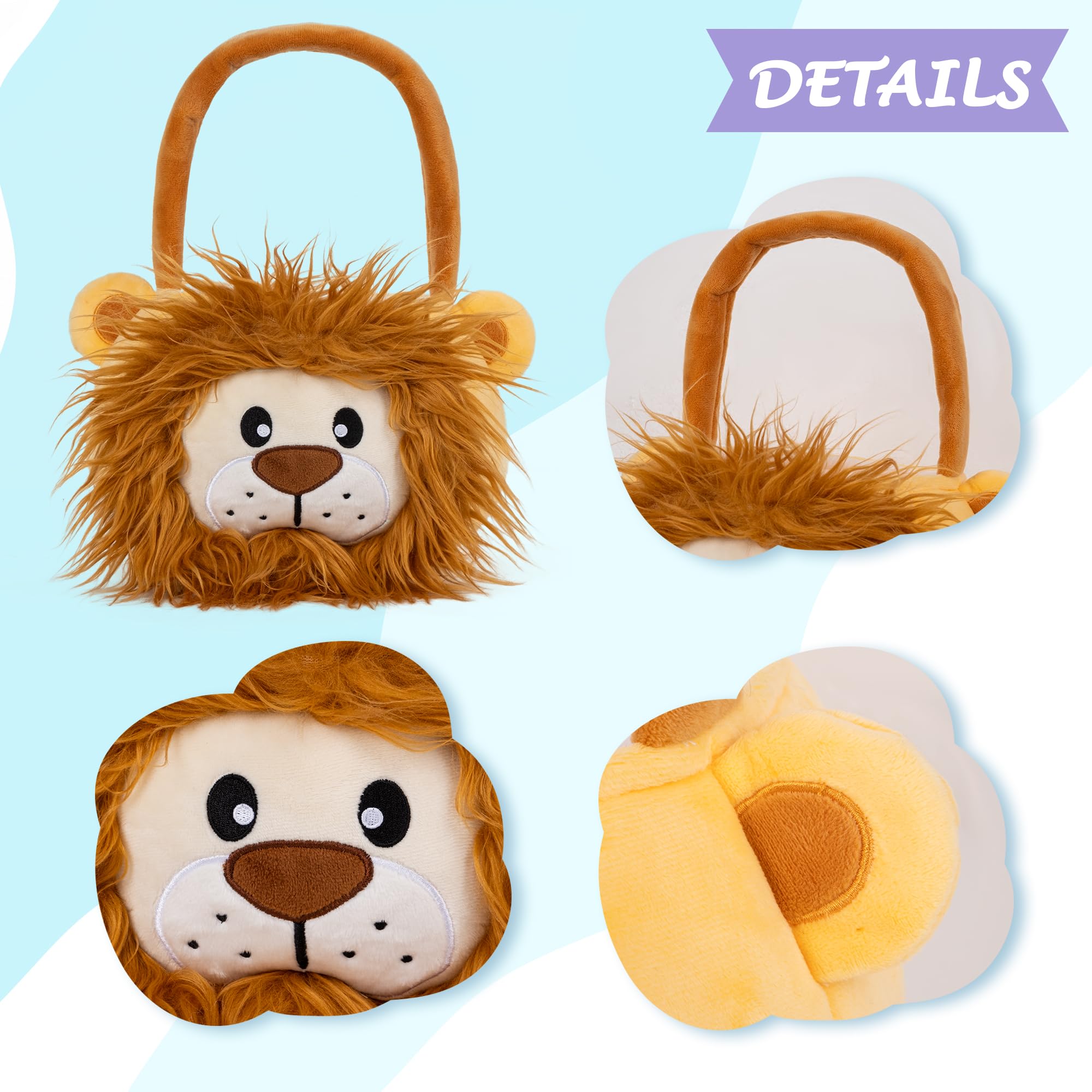 Snapklik.com : Lion Easter Basket For Kids, Cute Plush Empty Bucket