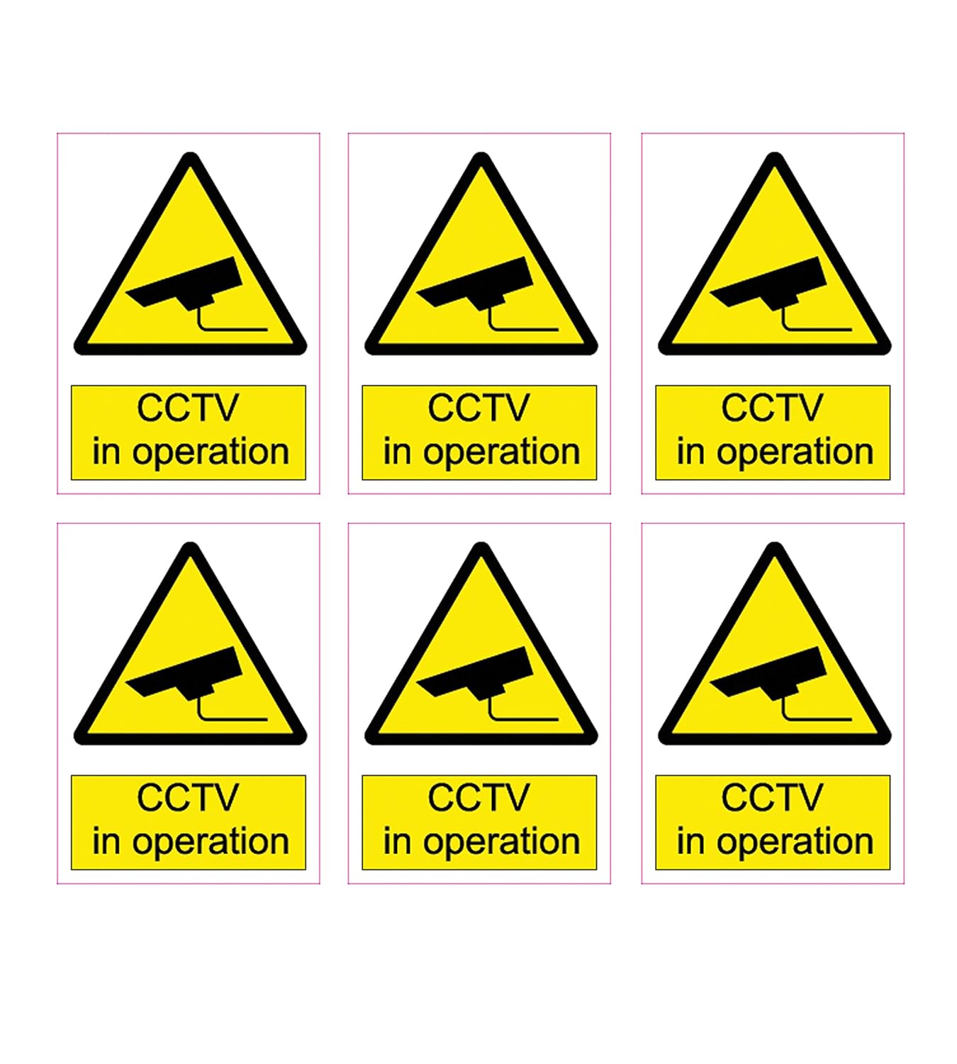 Pack of 6 of CCTV In Operation Stickers 100mm x 75mm, CCTV Security ...