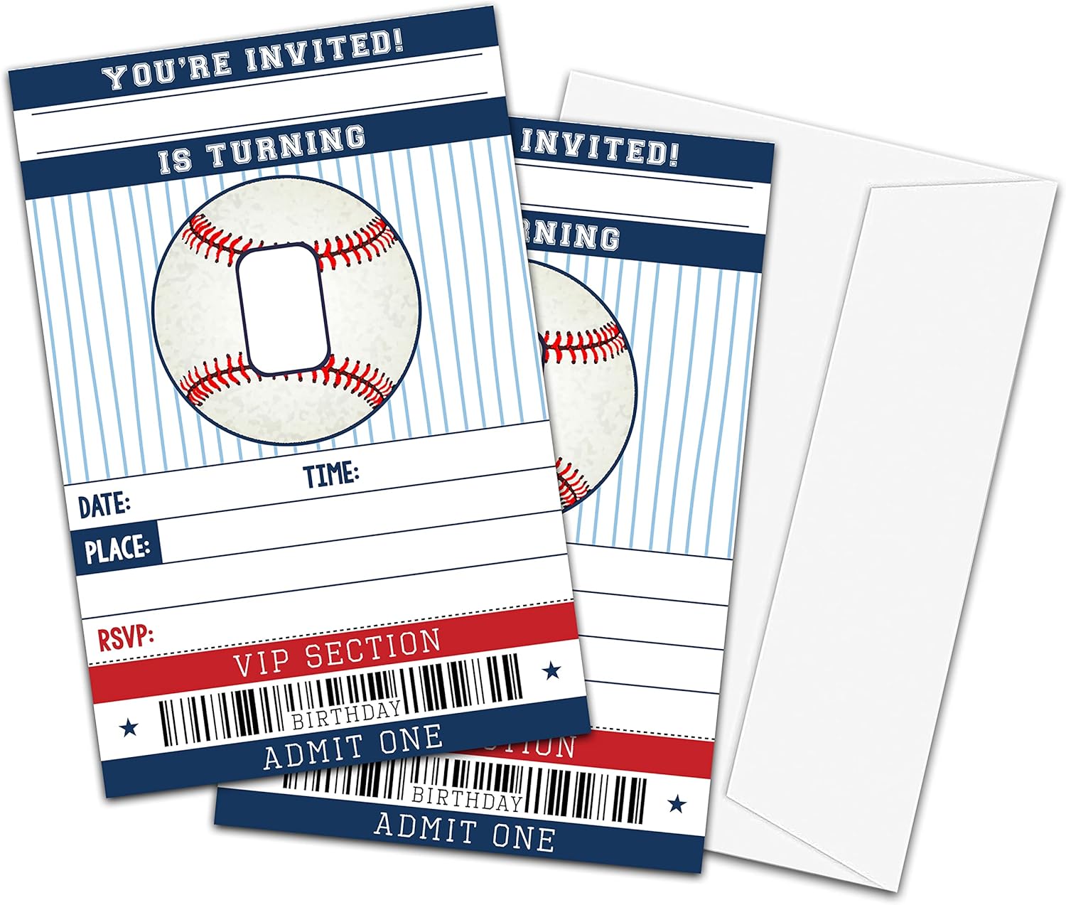 Amazon.com : TIOFUNO Baseball Ticket Invite, Birthday Party Invitations ...