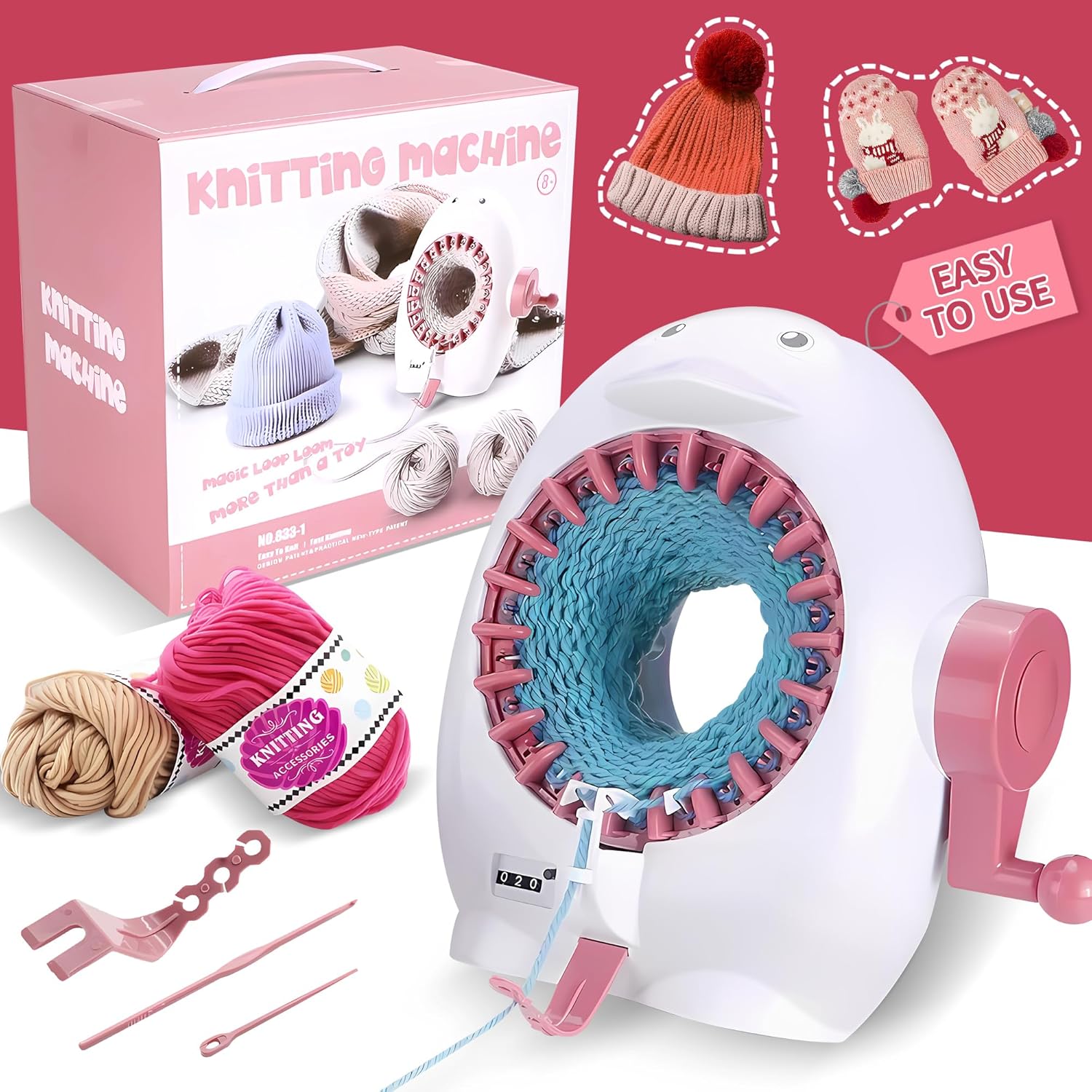 Amazon.com: ROHSCE Knitting Machine, 22 Needles Knitting Loom Machine ...