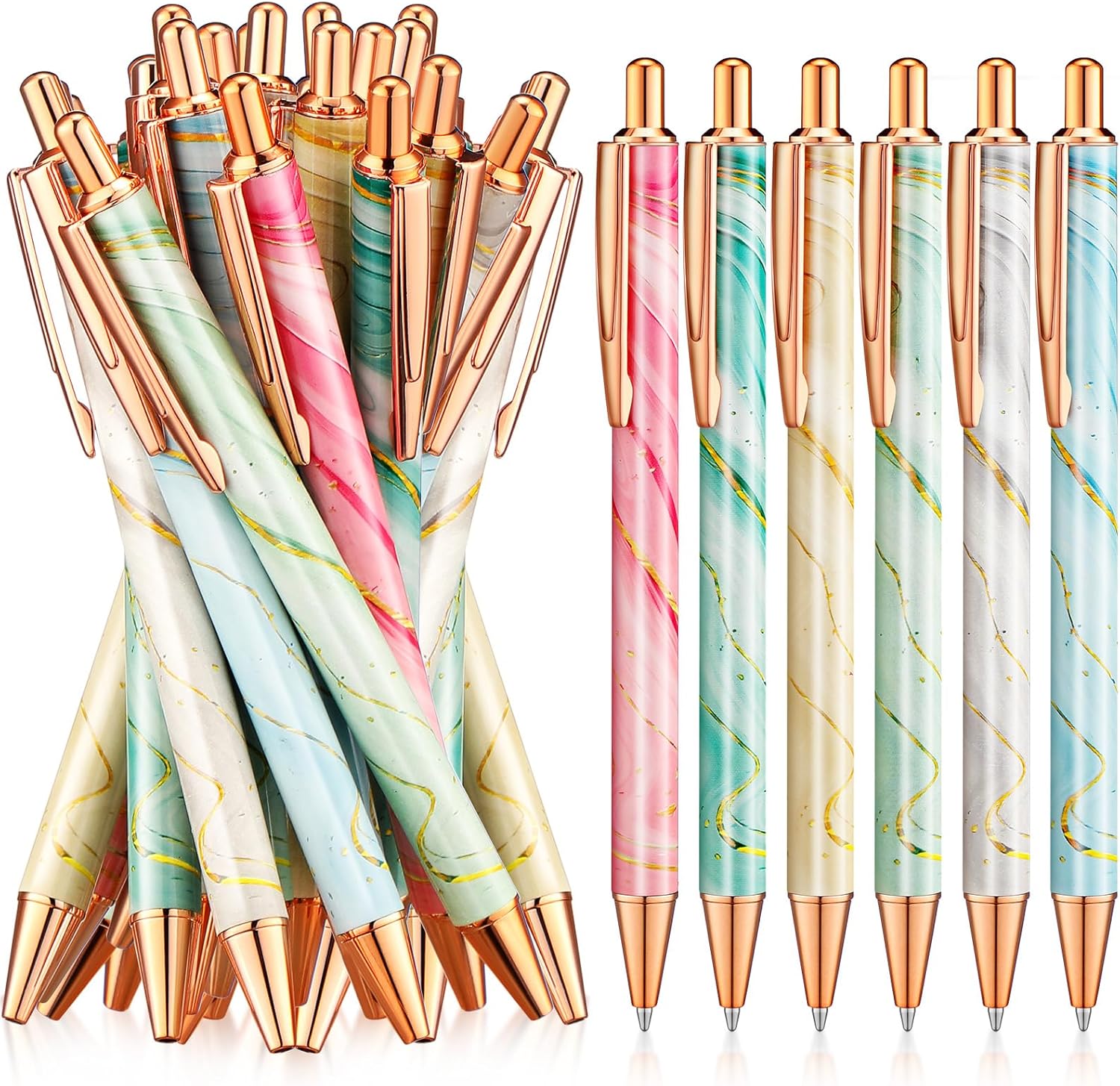 Amazon.com : Qilery 24 Cute Pens Pretty Ballpoint Pens Marble Pattern ...