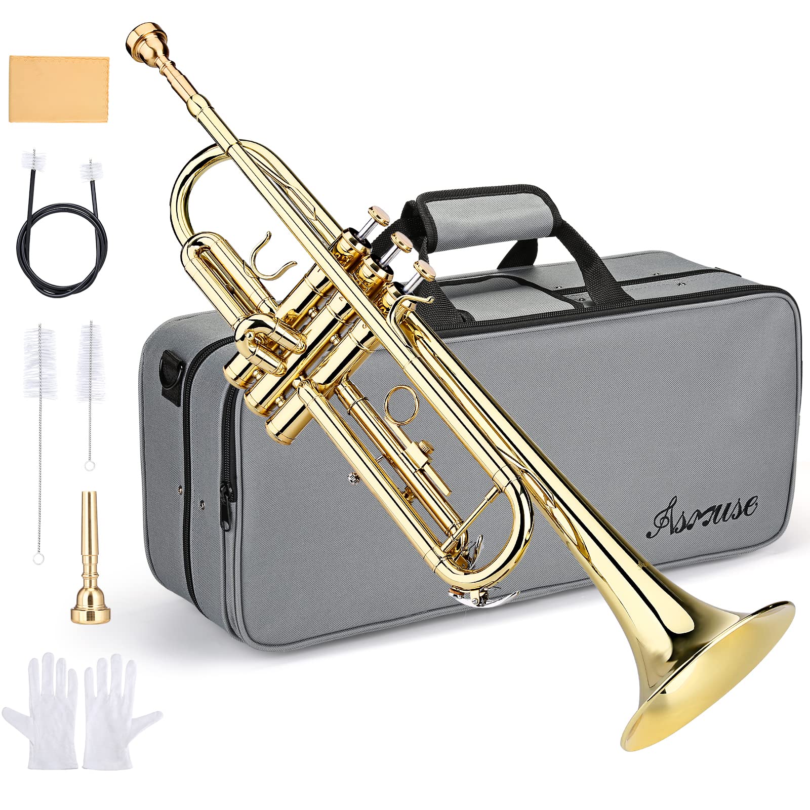 Asmuse Bb Standard Trumpet Set for Beginner, Brass Student Trumpet ...