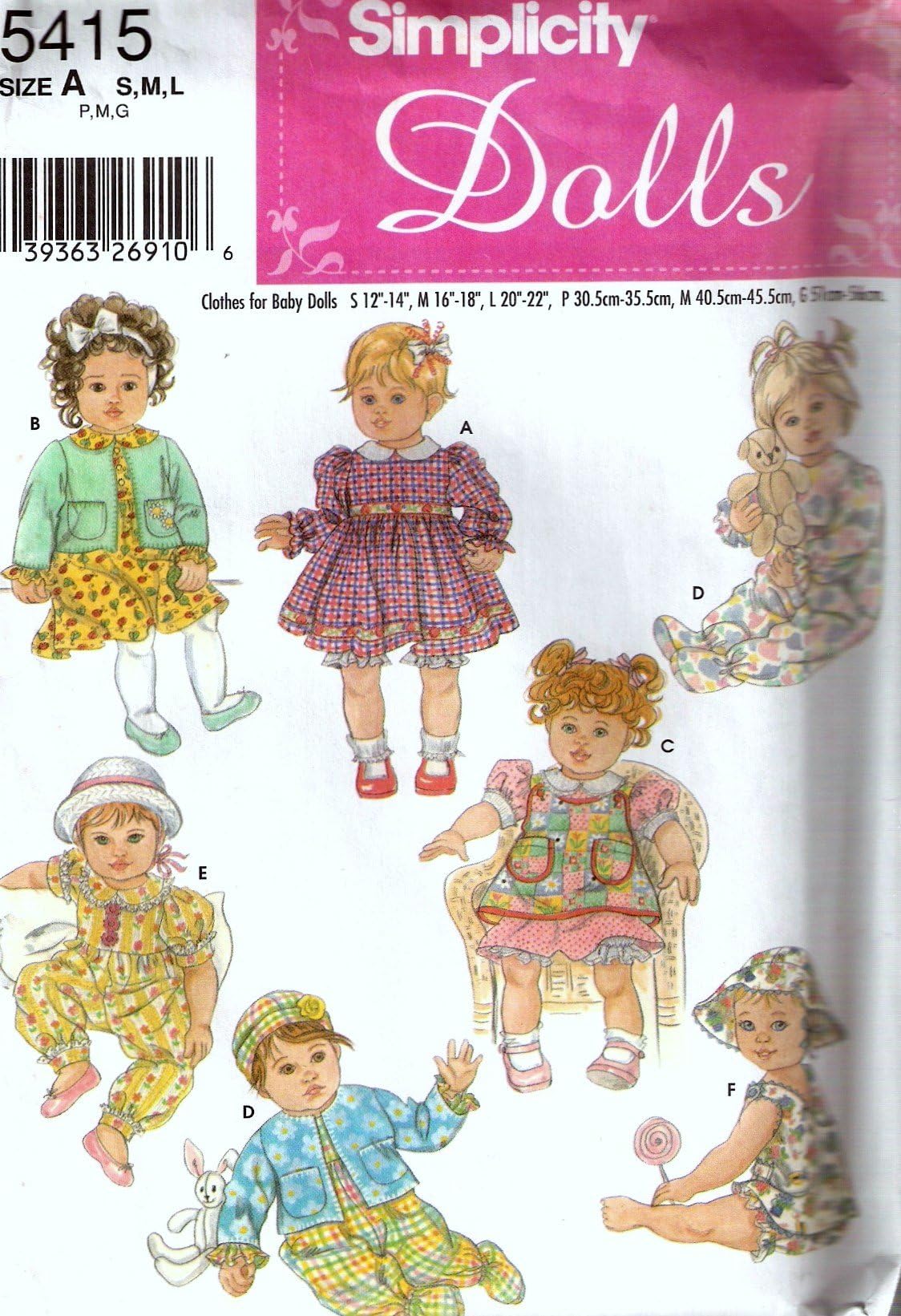 Amazon.com: Simplicity 4702 Pattern for 11.5-inch Doll Colthes : Arts ...