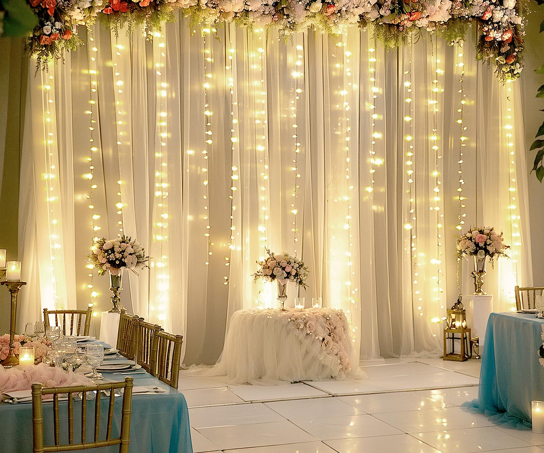Using Tulle And Lights Wedding Reception Tables Perfect For Wedding!