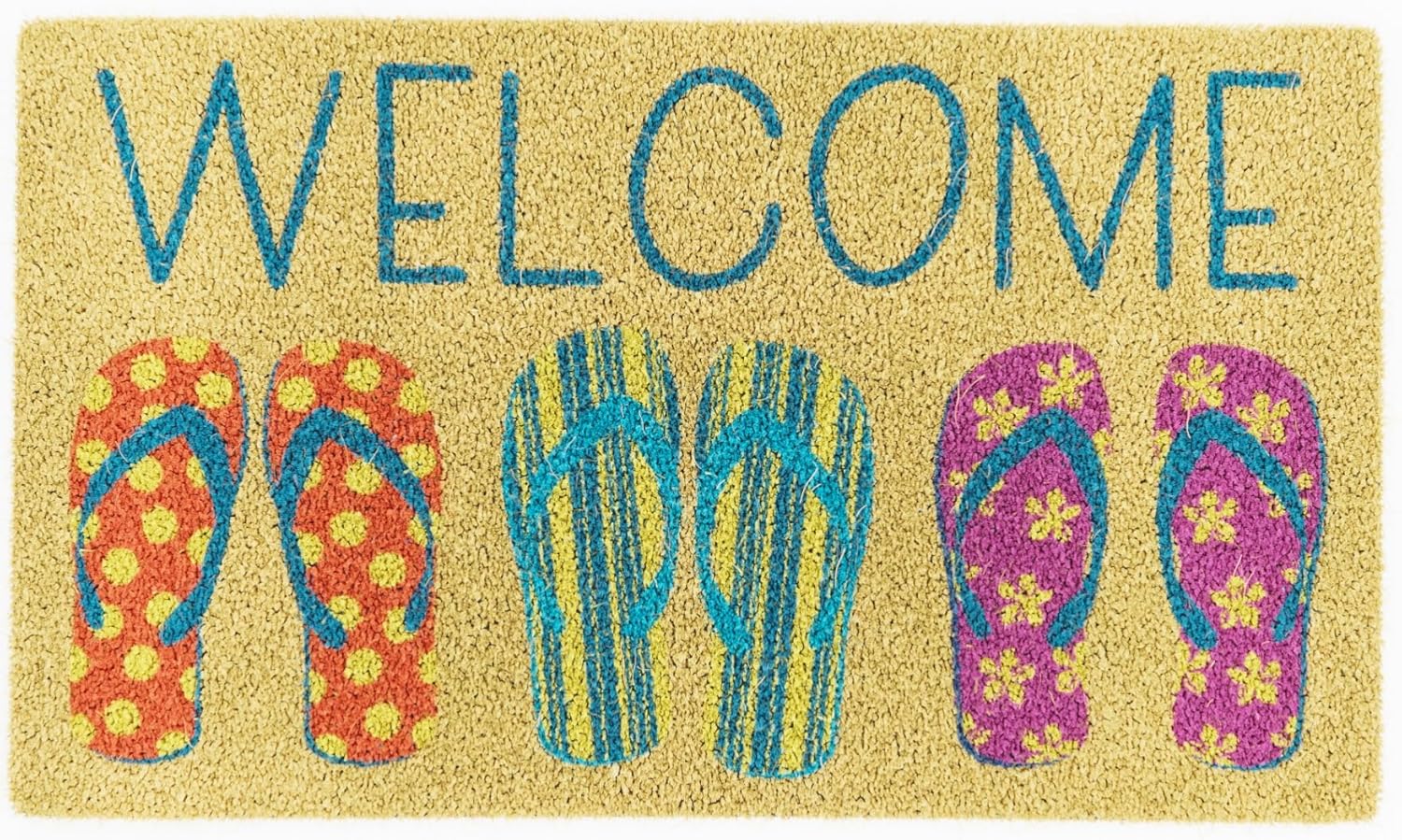 Amazon.com: Avera Products Welcome Flip Flops Beach Mat, Natural Coir ...