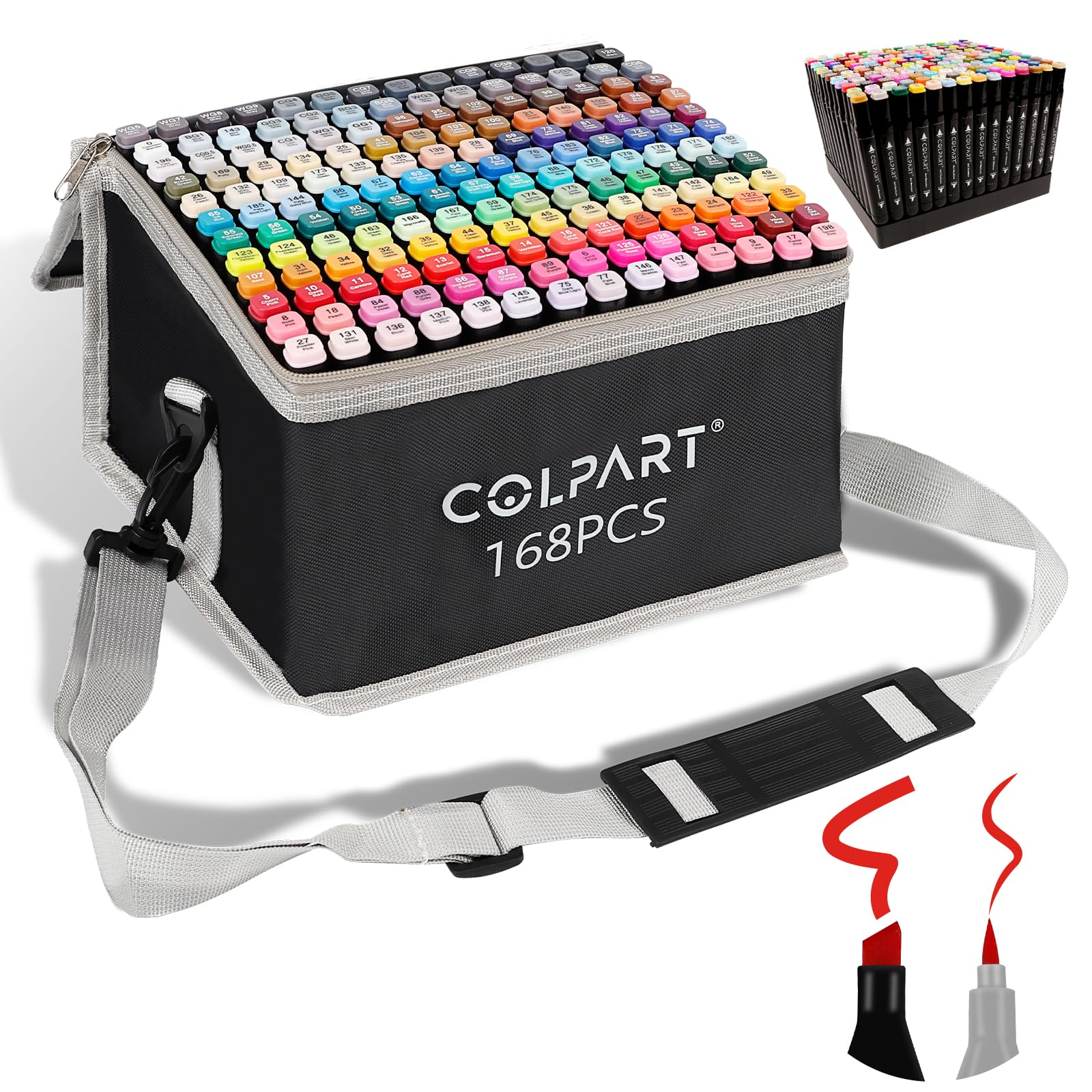 colpart Dual Tip Marker Pens For Drawing 168 Color,Permanent Art Maker ...