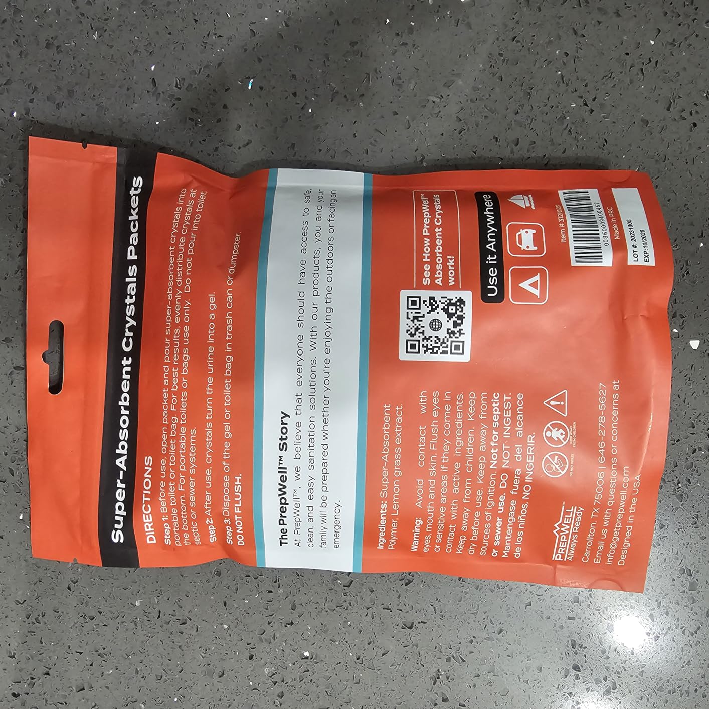 Amazon.com : PrepWell Super Absorbent Crystals Packets Pack of 25 ...