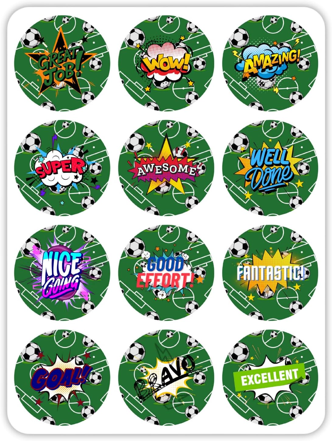 HNTR® Football Stickers for Kid | 204 Large 3.5cm Rounds | Motivational ...