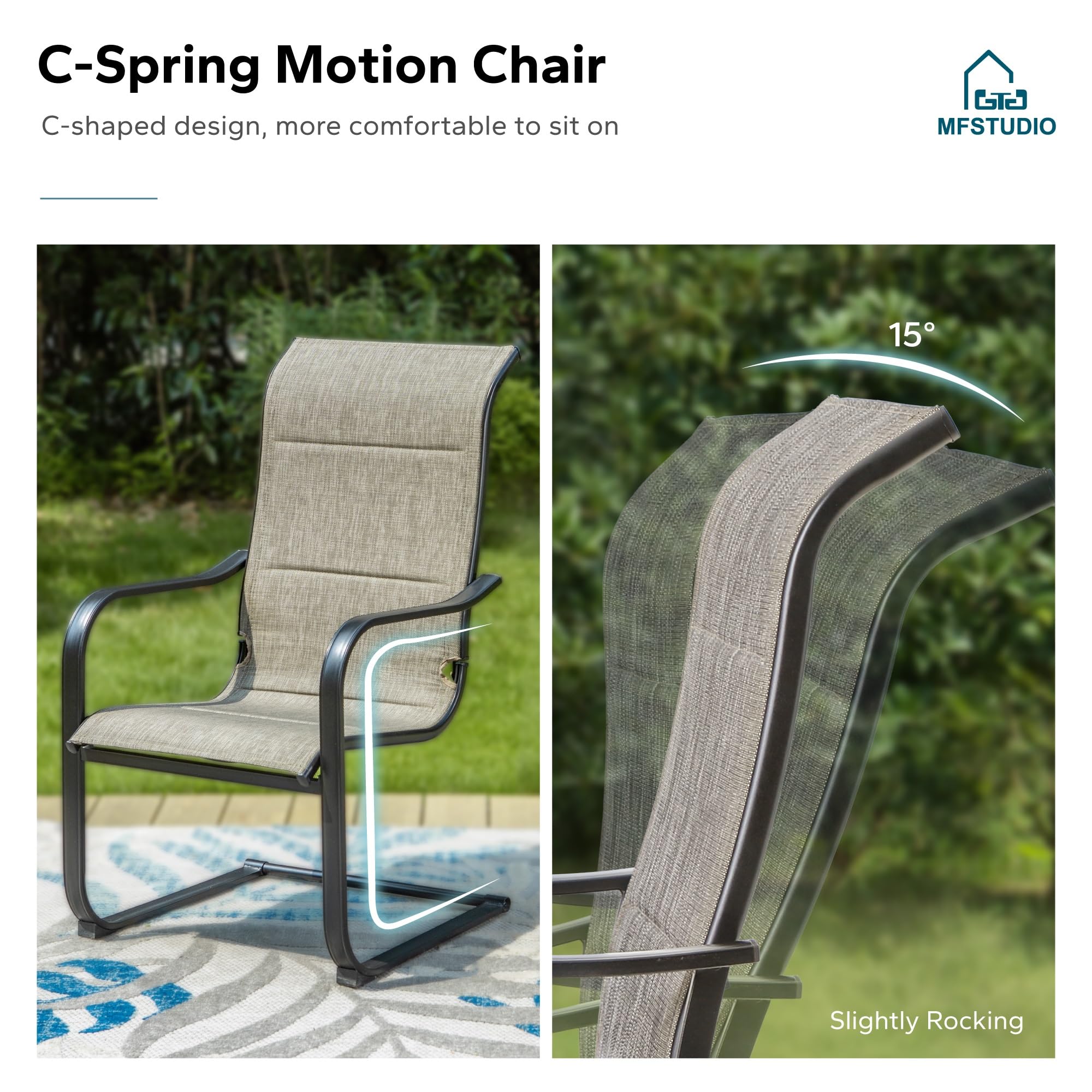 Snapklik.com : Patio Dining Chairs Set Of 2, Padded Textilene Patio ...