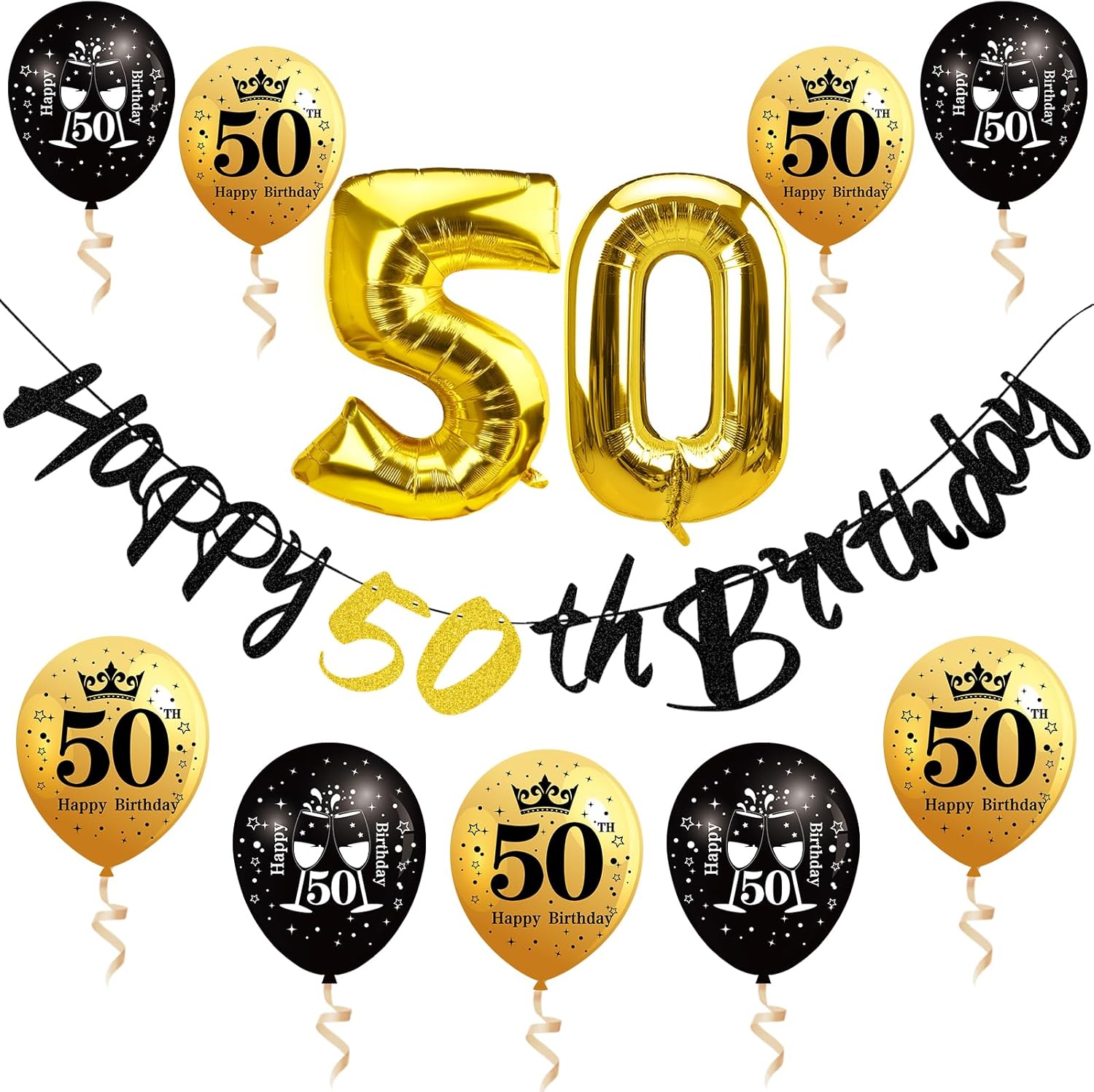 Amazon.com: Zirtorei 11Pcs 50th Birthday Decorations Kit for Men Women ...