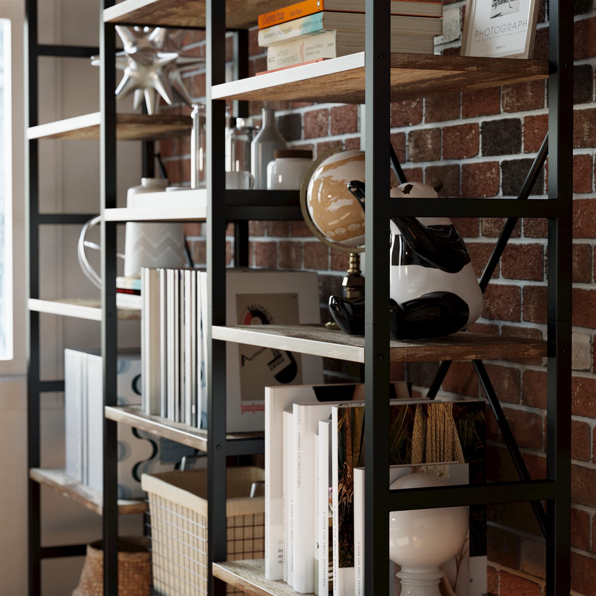Snapklik.com : IRONCK Bookcases And Bookshelves Triple Wide 6 Tiers ...