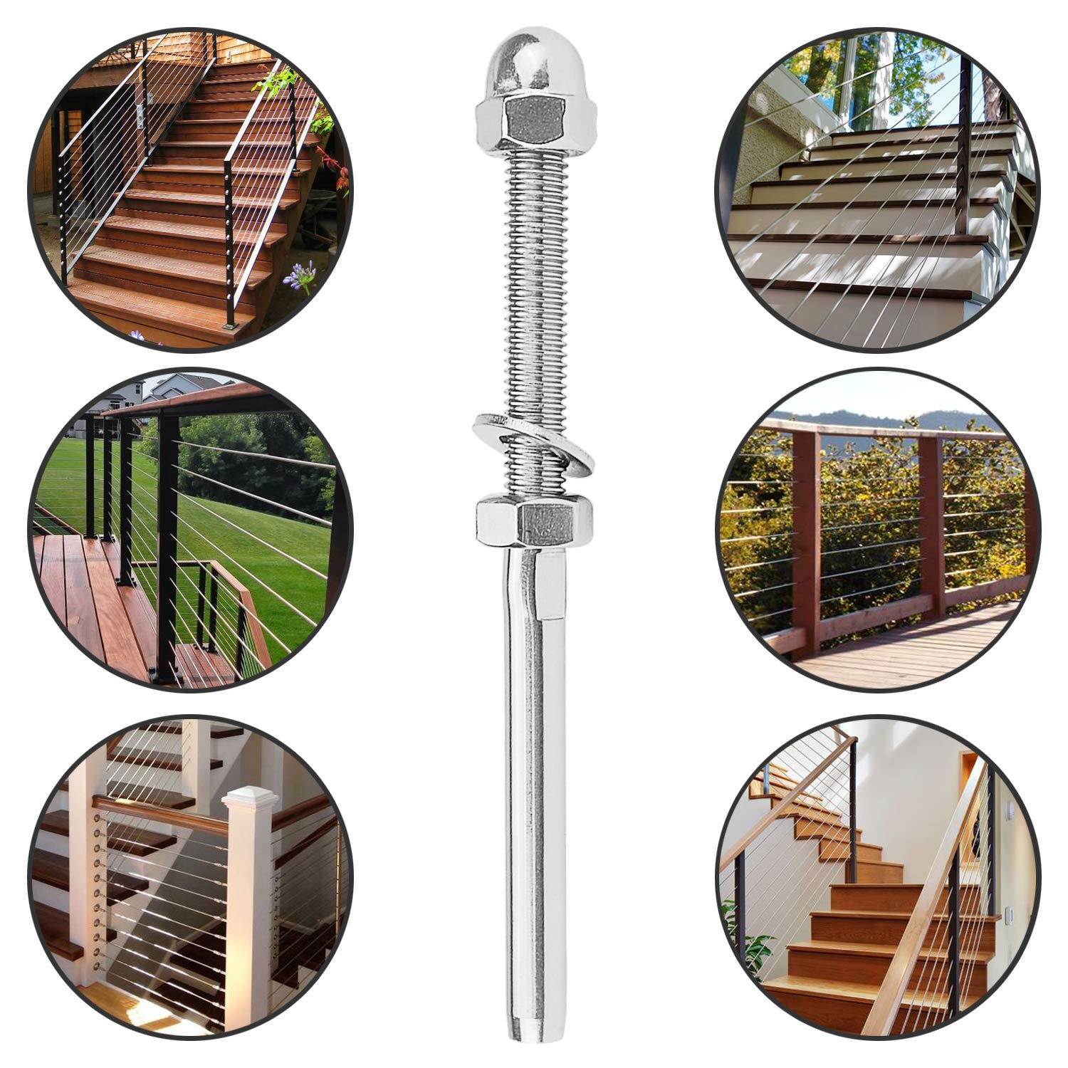 Snapklik.com : 60 Pack Cable Railing Swage Threaded Stud Tension End ...