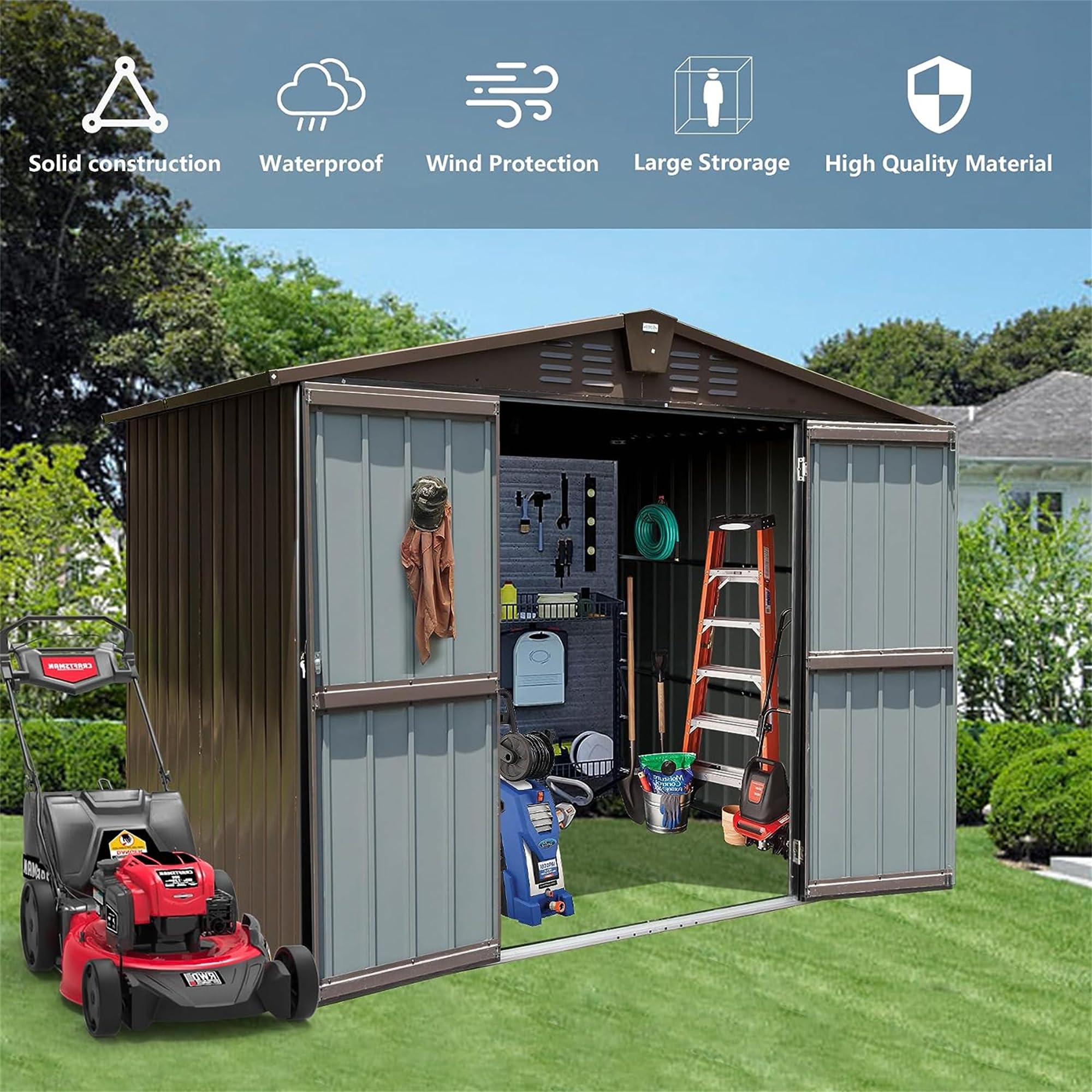 Snapklik.com : Goohome 82X 6.2FT Outdoor Storage Shed, Metal Steel ...