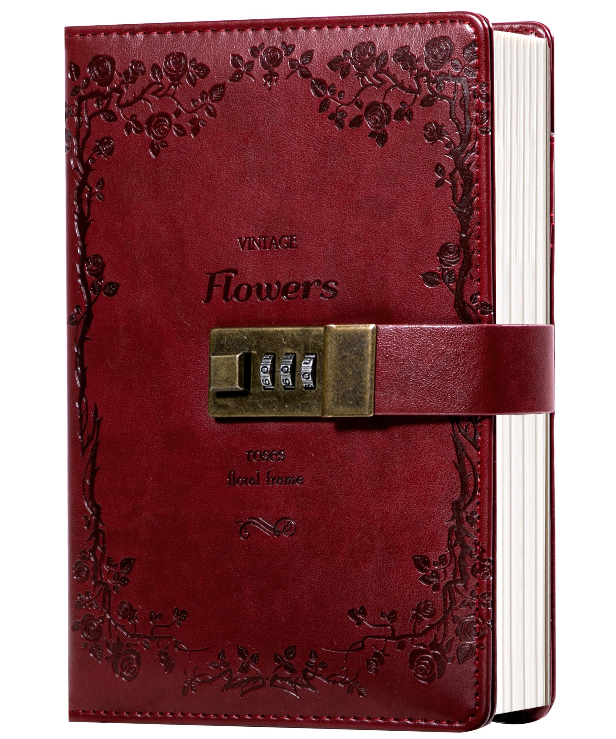 CAGIE Lock Diary Leather Locking Journal Writing Notebook Vintage Lock ...