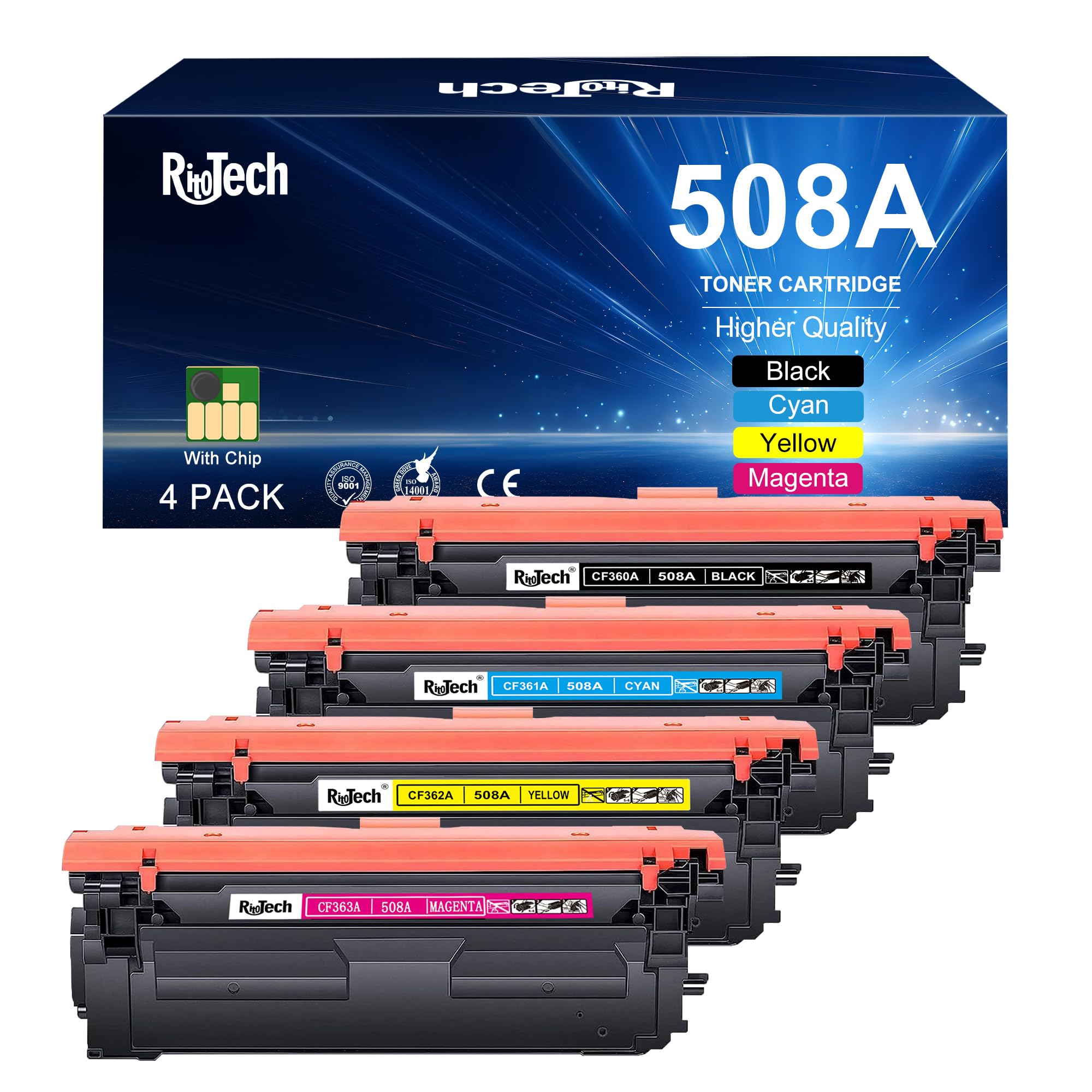 Amazon.com: 508A 508X Toner Cartridge,4 Pack Black Cyan Magenta Yellow ...