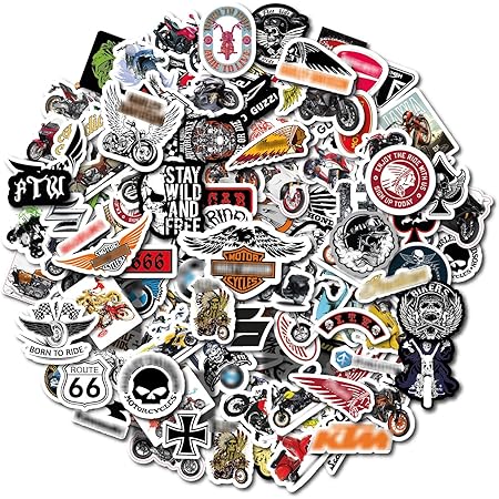 Amazon.com: BulbaCraft 179 Pcs Motorcycle Stickers, Motorcycle Brand ...