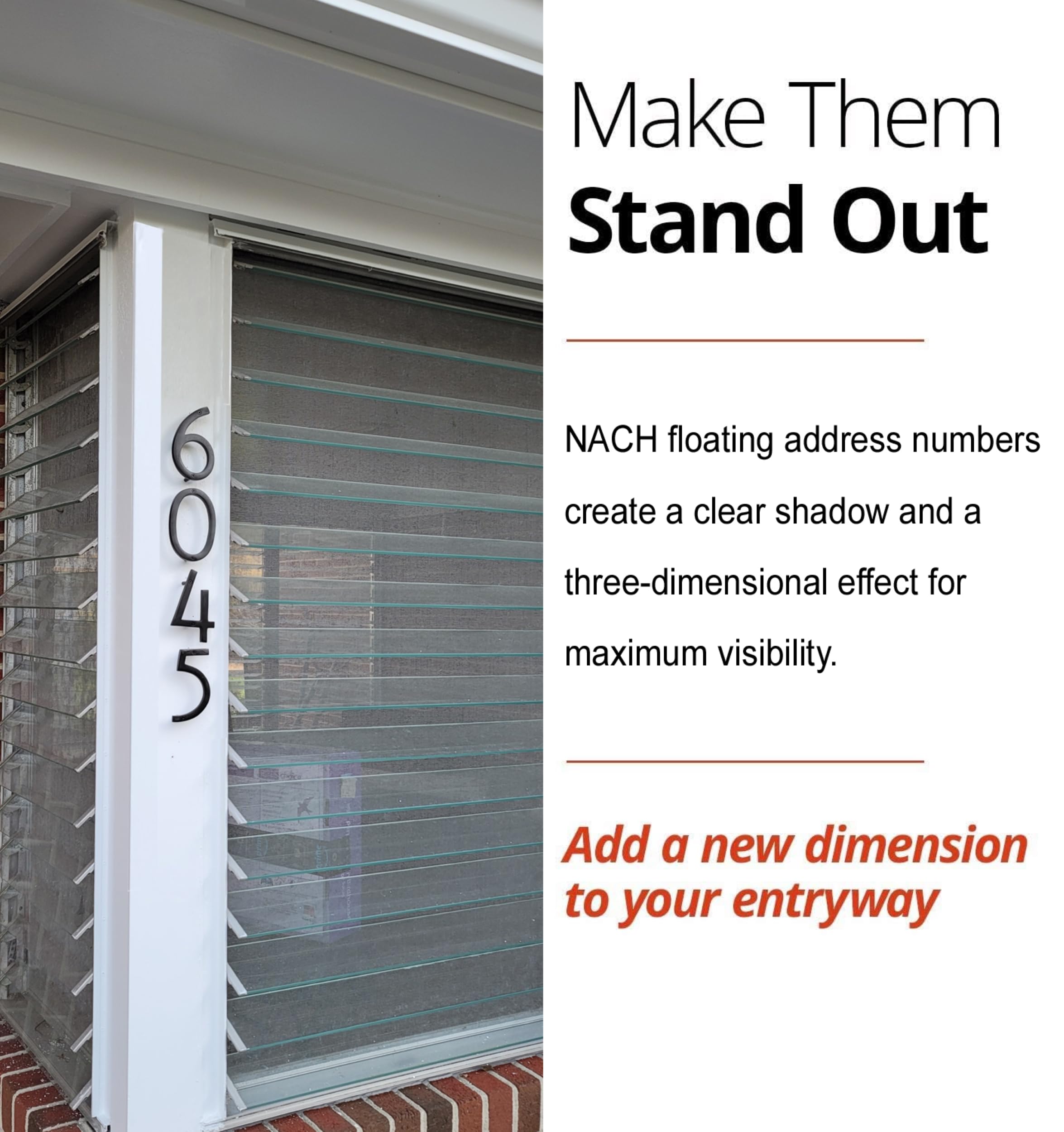 Snapklik.com : NACH Floating House Numbers, 4 Inch Aluminum Black House ...