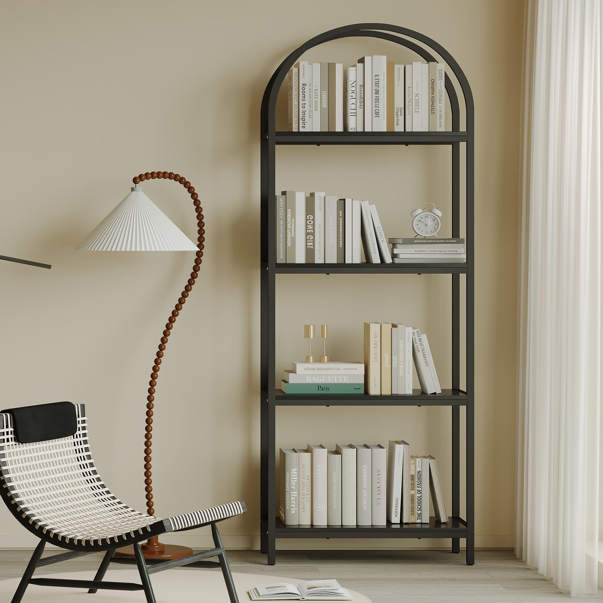 Amazon.com: Kogven Bookshelf Arched Bookcase, Industrial Curved Metal ...