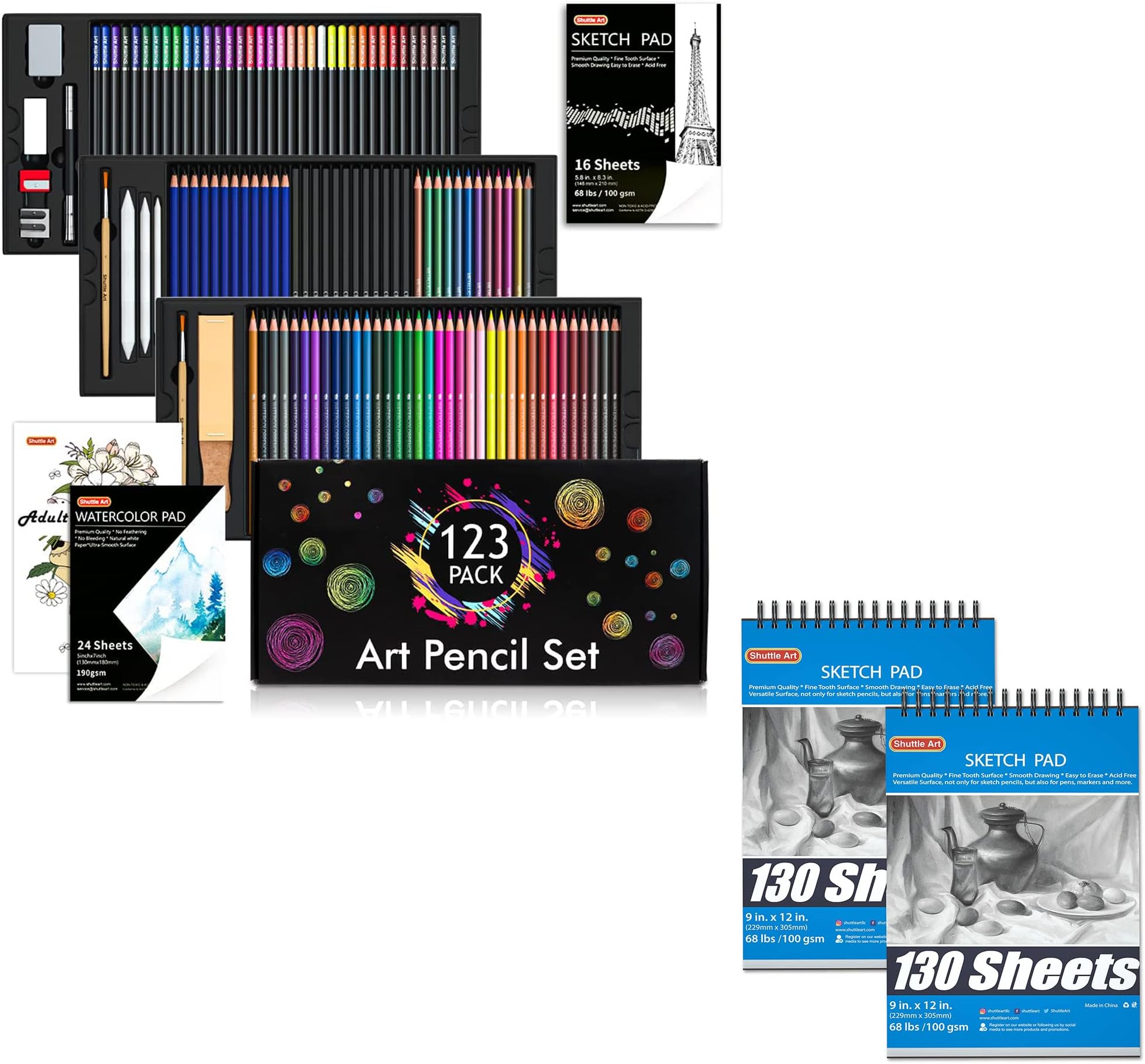 Amazon.com : Shuttle Art Drawing Kit and Sketch Pad Bundle, Set of 123 ...