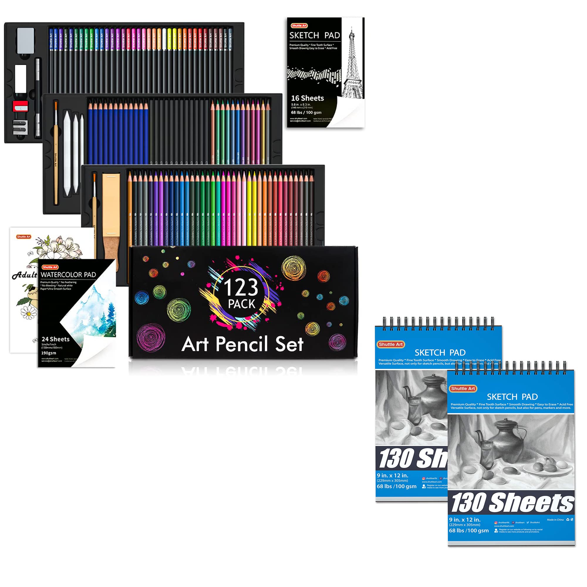 Amazon.com : Shuttle Art Drawing Kit and Sketch Pad Bundle, Set of 123 ...