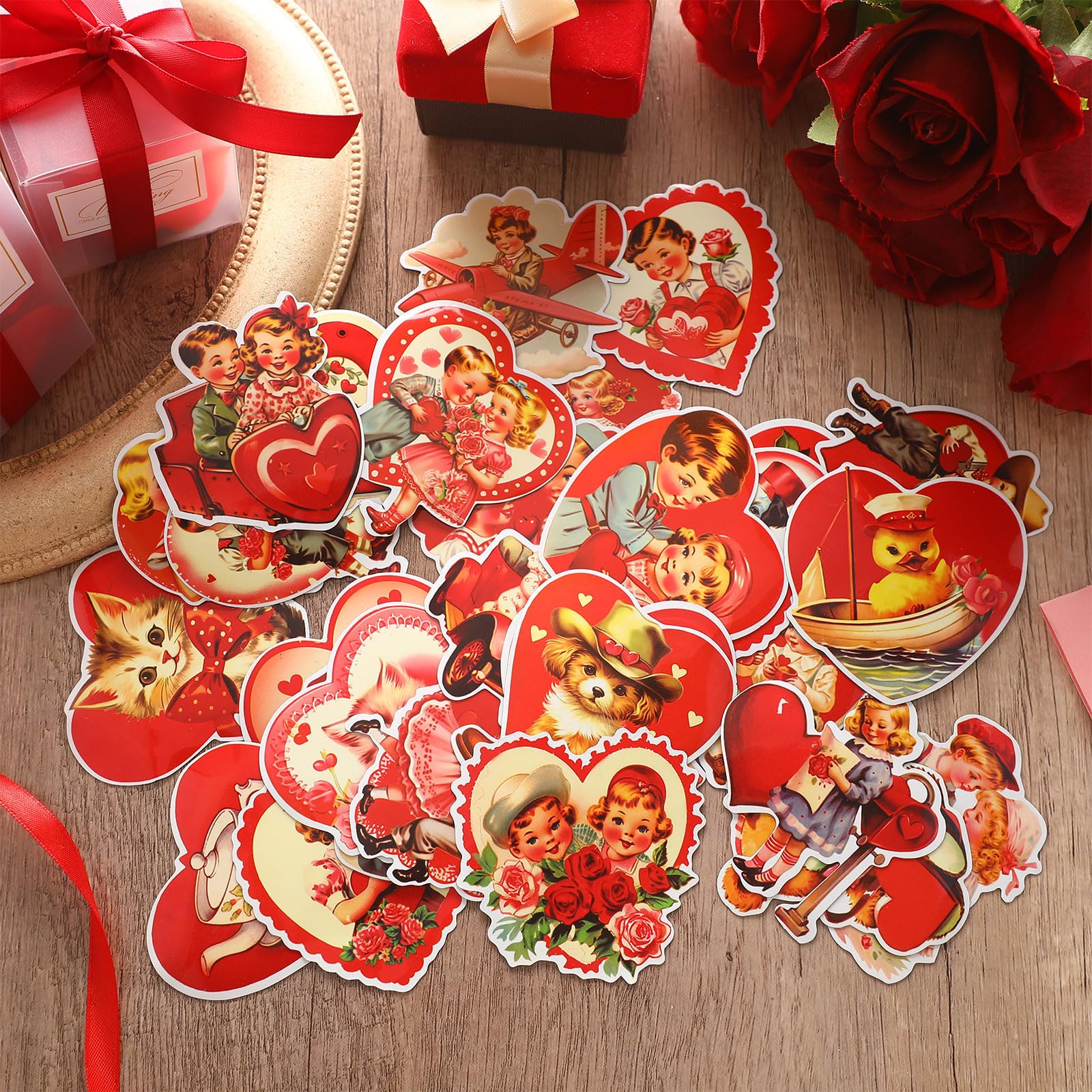 Snapklik.com : 30 Pcs Valentines Day Refrigerator Magnets Vintage Heart ...