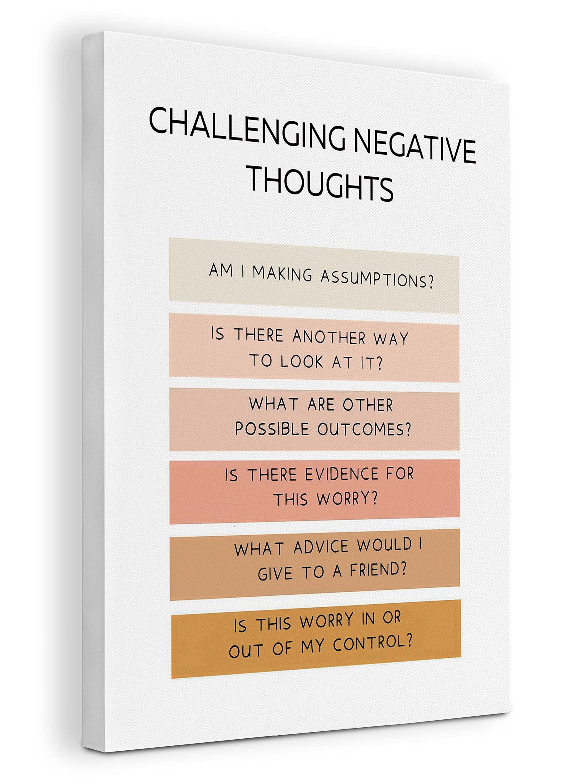 Amazon.com: Challenging Negative Thoughts Mental Health CBT Canvas Wall ...