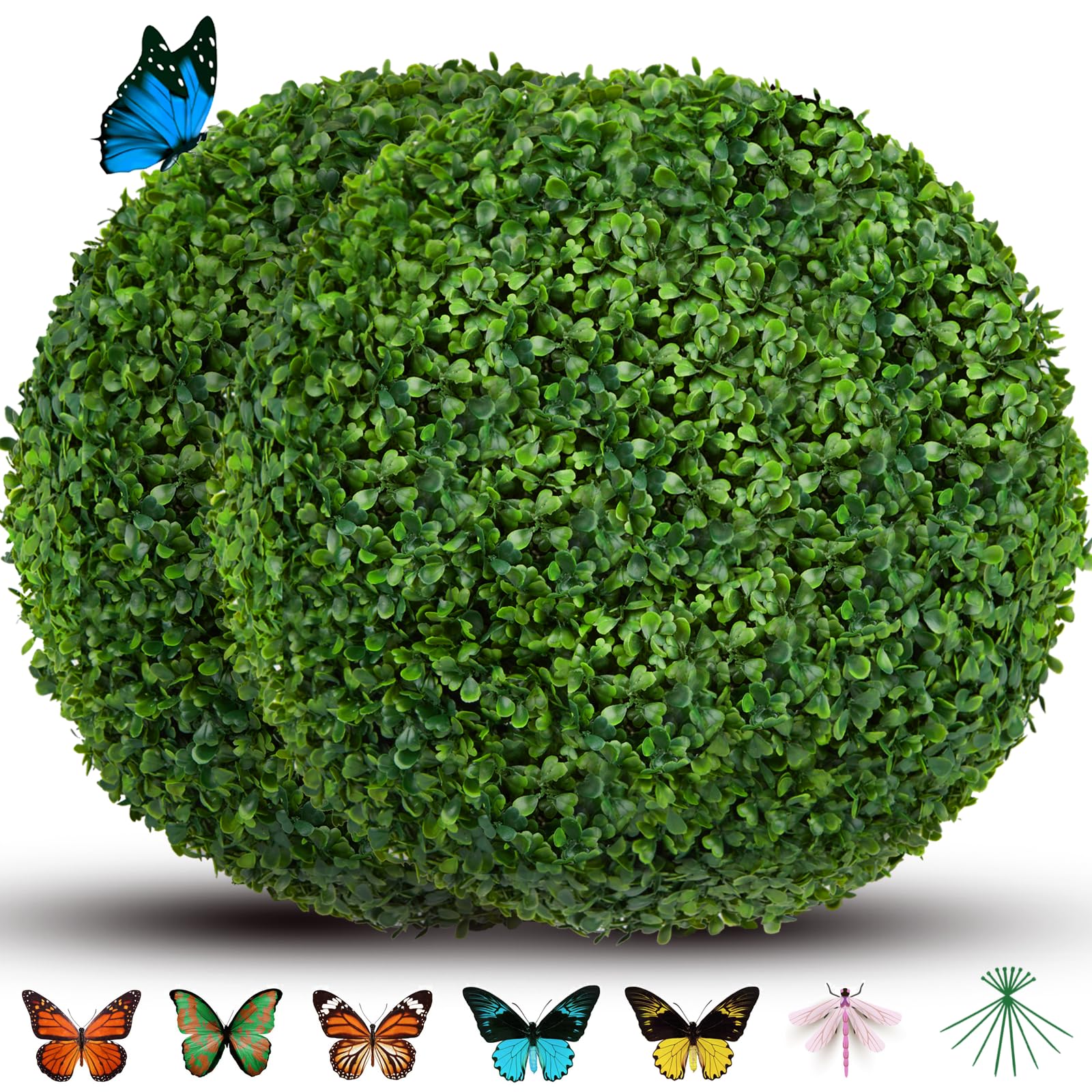 Amazon.com - TITGGI 2 PCS 16.3 inch Artificial Plant Topiary Balls, 4 ...