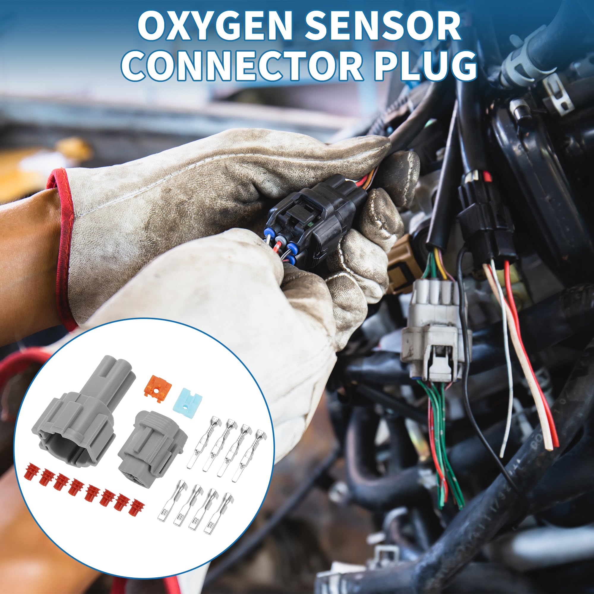 Automotive Connector Kit 4 Pin Oxygen Sensor Inserts White Plastic ...