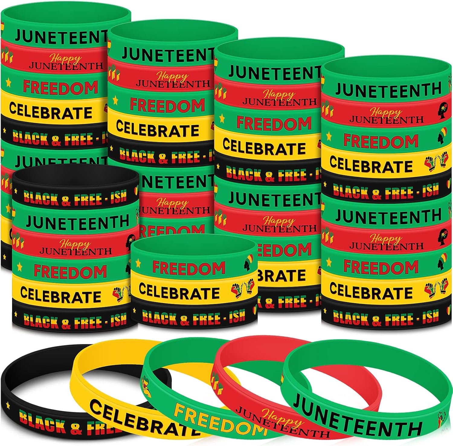 Amazon.com: 150 Pcs Juneteenth Party Favors Juneteenth Day Silicone ...